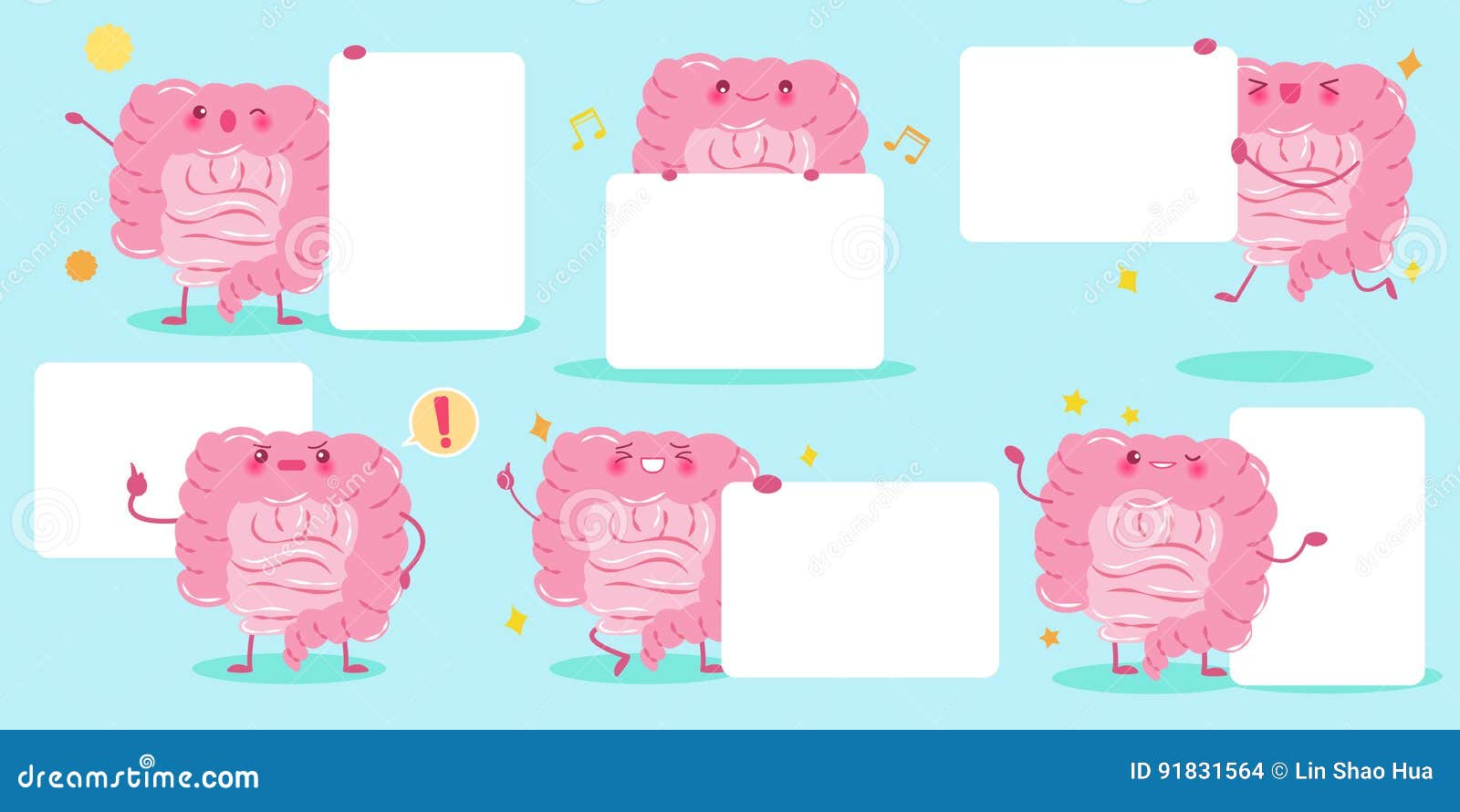 Cute cartoon intestine stock vector. Illustration of anatomy - 91831564