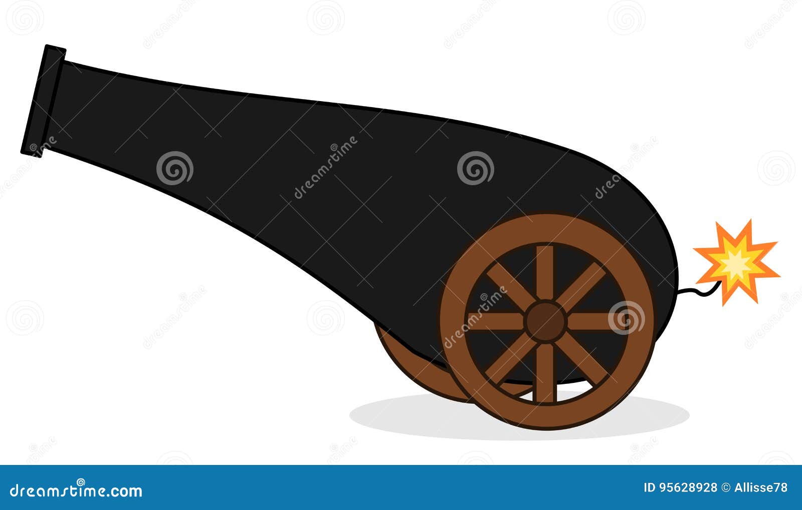 Cute Cartoon Isolated Cannon Vector Illustration on White Background ...