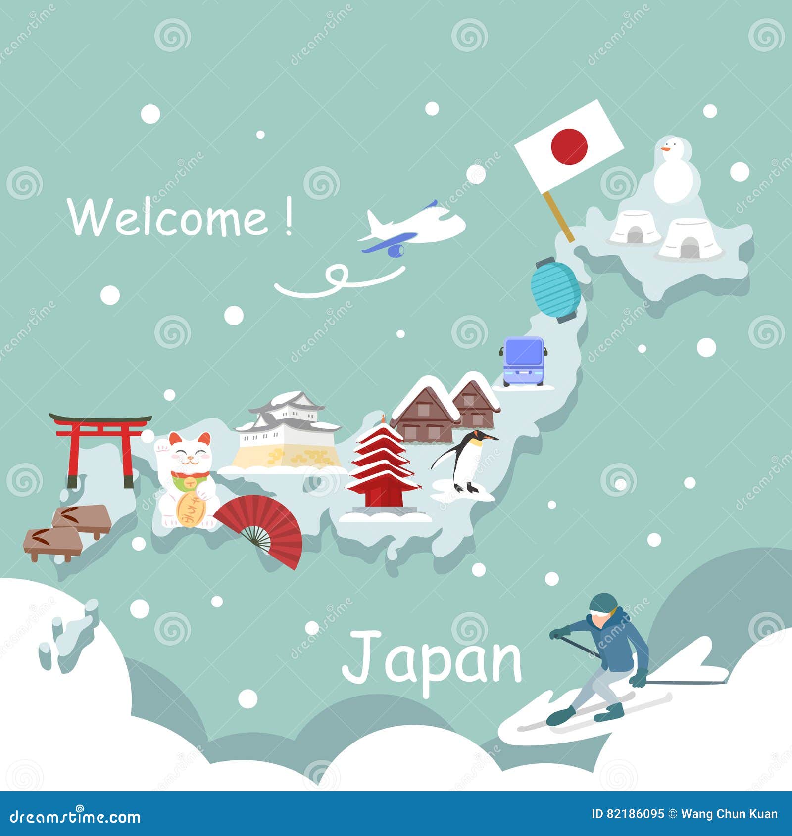 Cartoon Japan Tuned Car On Red Sun Background. Back View. Vector ...