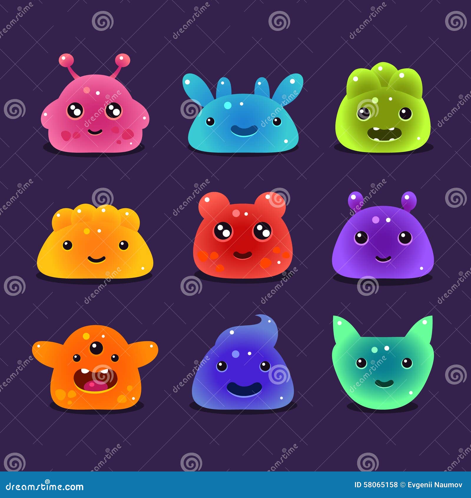 Cute Cartoon Jelly Monsters, Vector Stock Photography | CartoonDealer ...