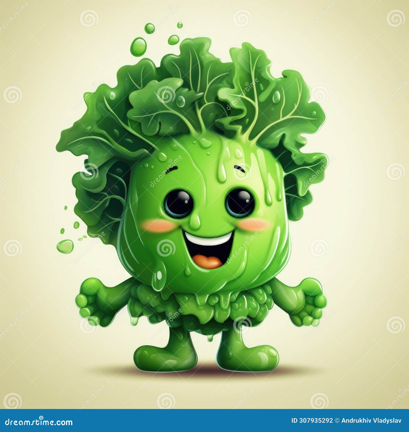 Cute Cartoon Kale Character Stock Illustration - Illustration of food ...