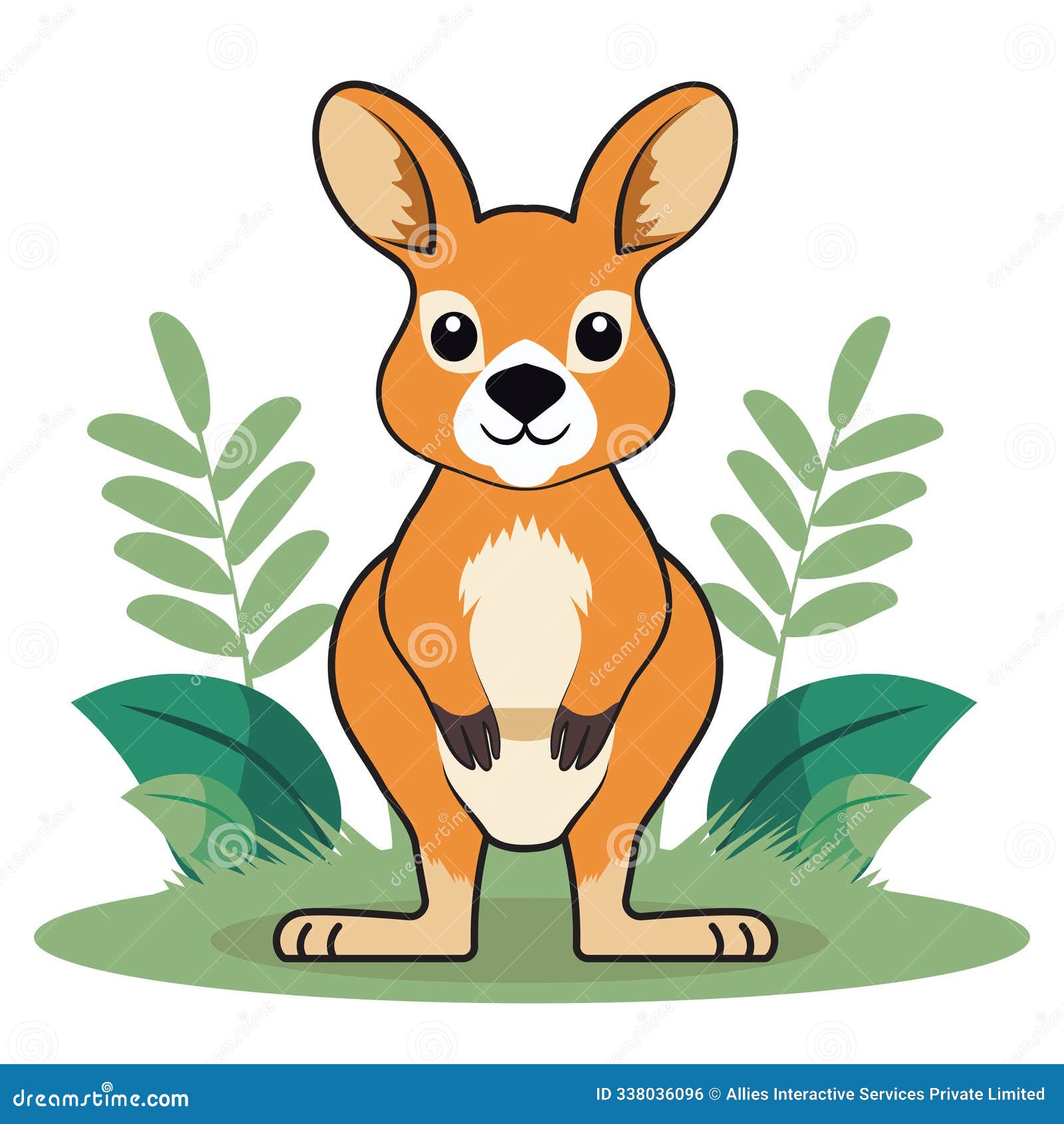 Cute Cartoon Kangaroo Character on Nature Stock Illustration ...