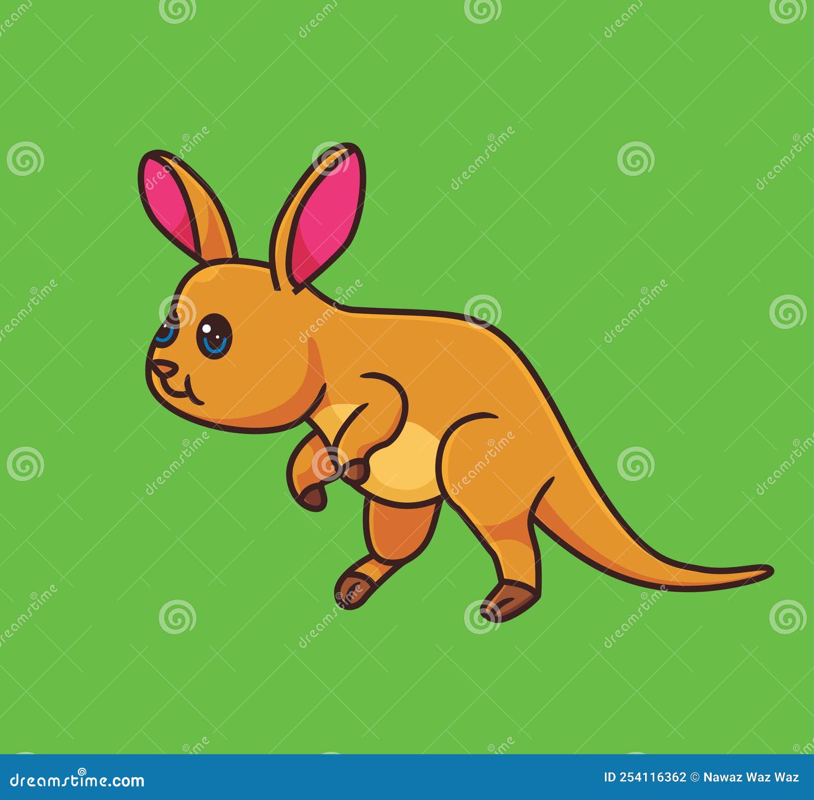 Cute Cartoon Kangaroo. Isolated Cartoon Animal Illustration Vector ...