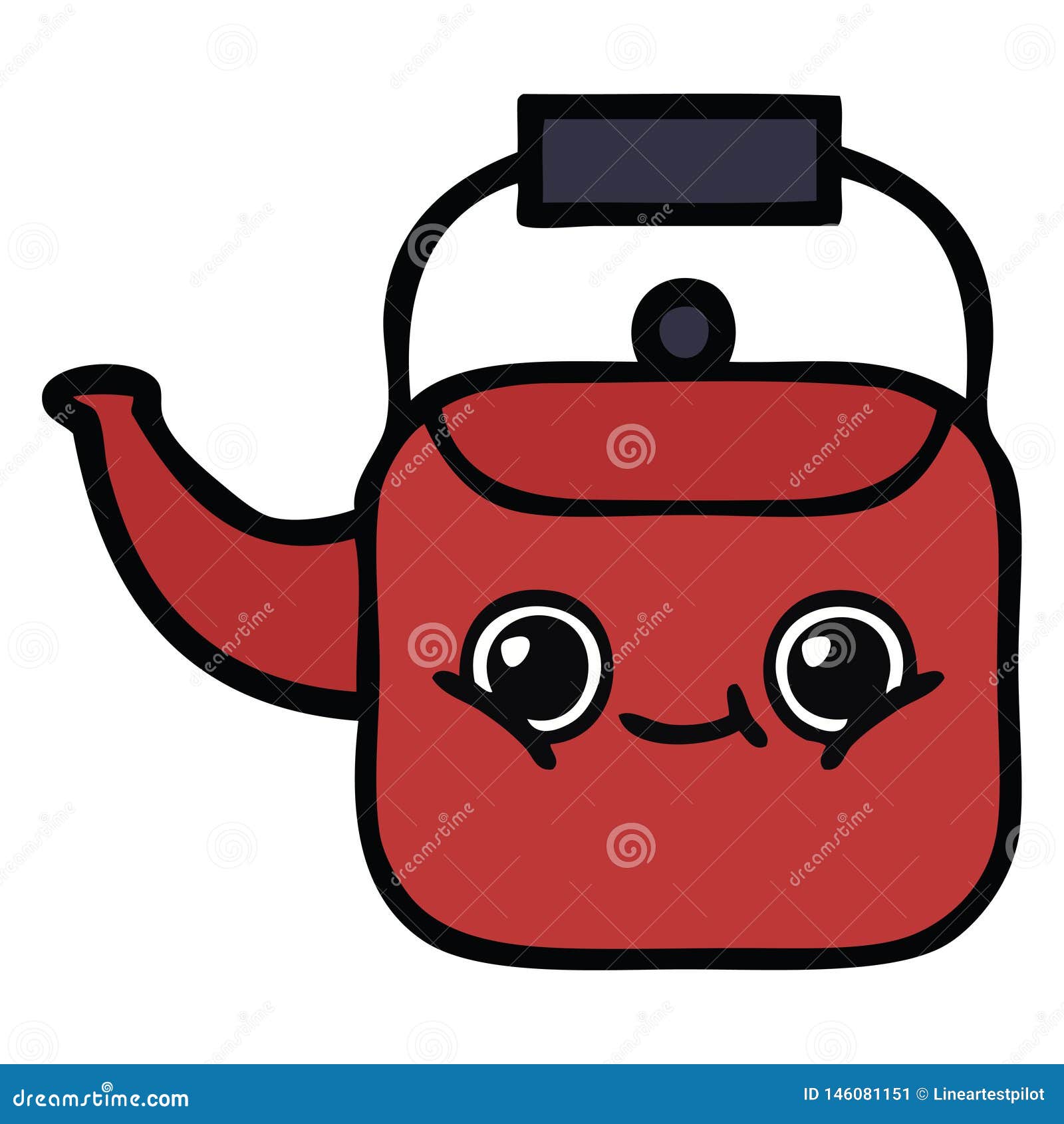 Cute cartoon of a kettle stock vector. Illustration of face - 146081151