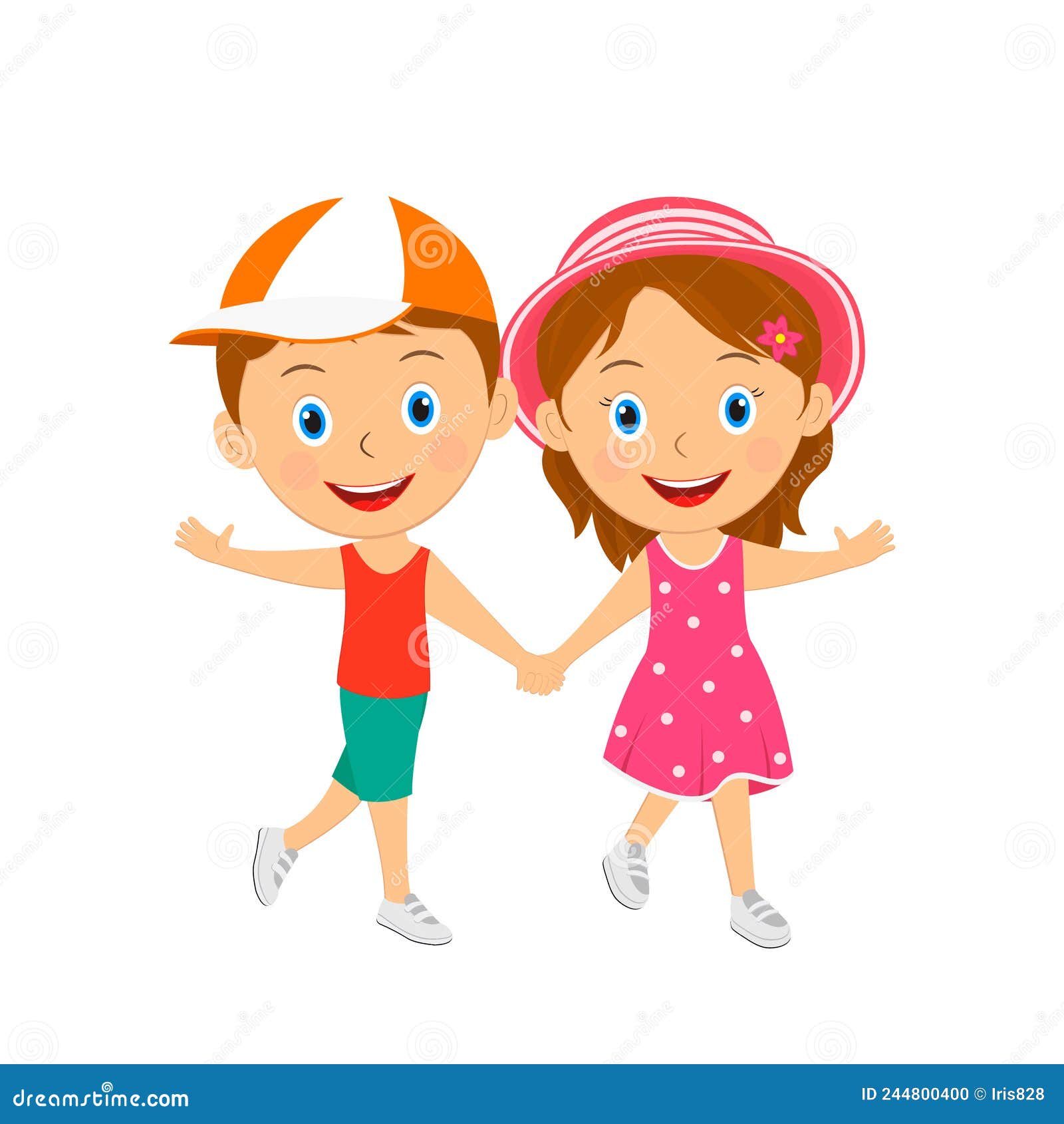 Cute Cartoon Kids are Going Together Stock Vector - Illustration of ...