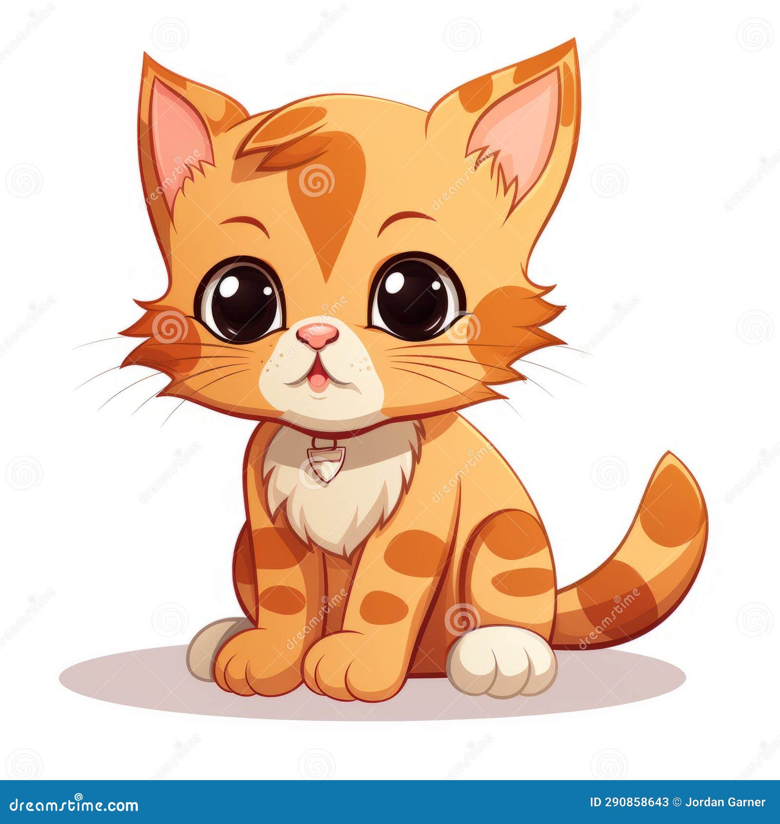 Cute Cartoon Kitten Vector Illustration on a White Background Stock ...