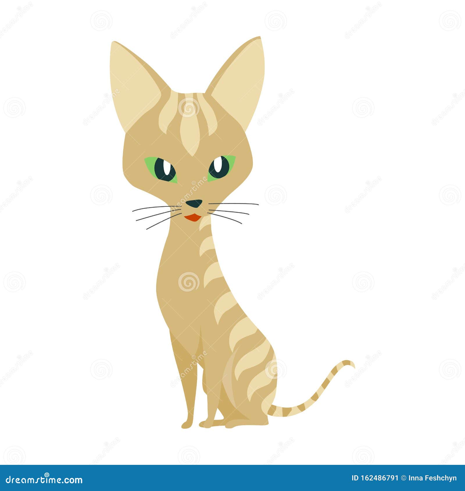 Cute Cartoon Kittie or Cat with Colored Fur Vector Illustrations. Stock ...