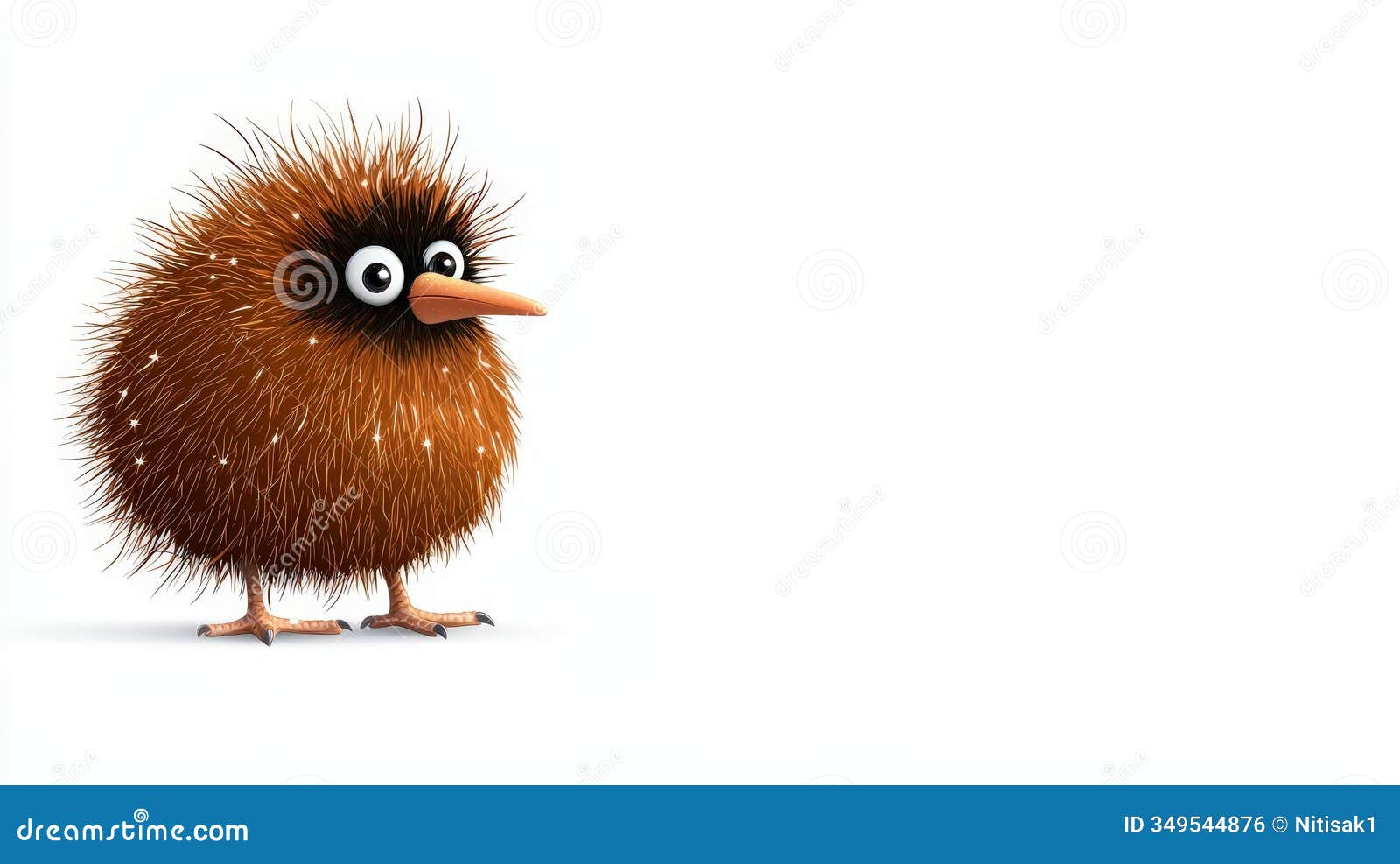 Cute Cartoon Kiwi Bird with Fluffy Feathers Stock Illustration ...