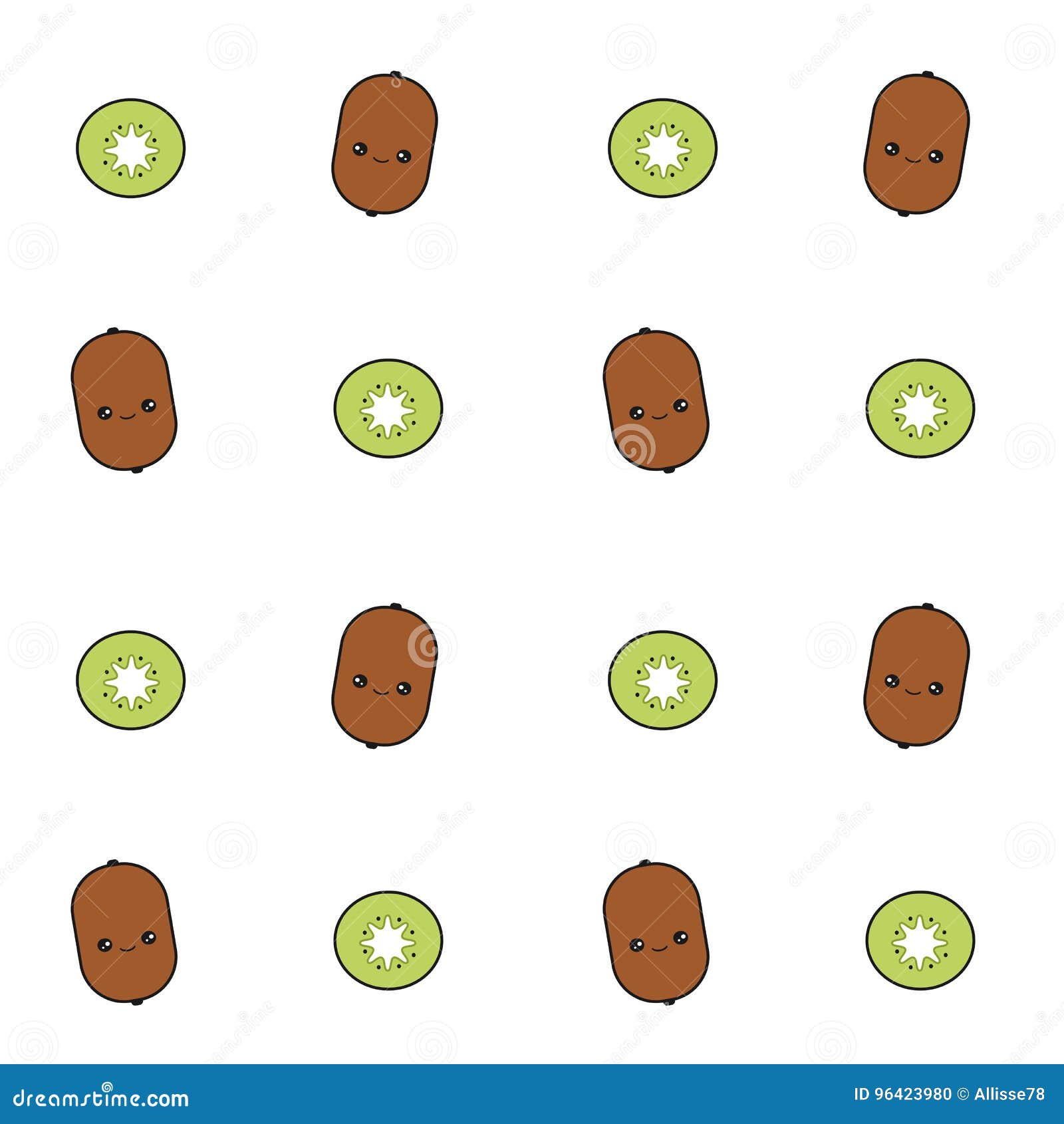 Cute Cartoon Kiwi Seamless Vector Pattern Background Illustration Stock ...