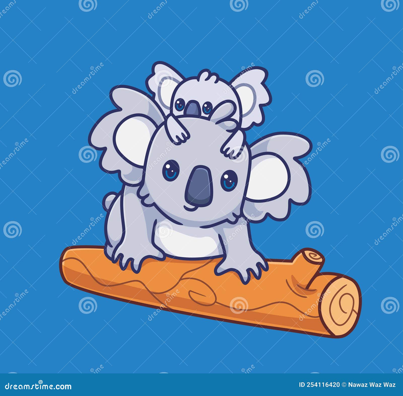 Cute Cartoon Koala Crawling. Isolated Cartoon Animal Illustration ...