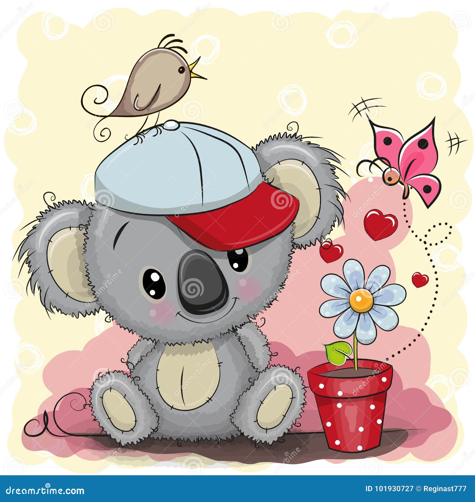 Cartoon Koala Standing With A Surf On The Beach. Cool Vector Character ...