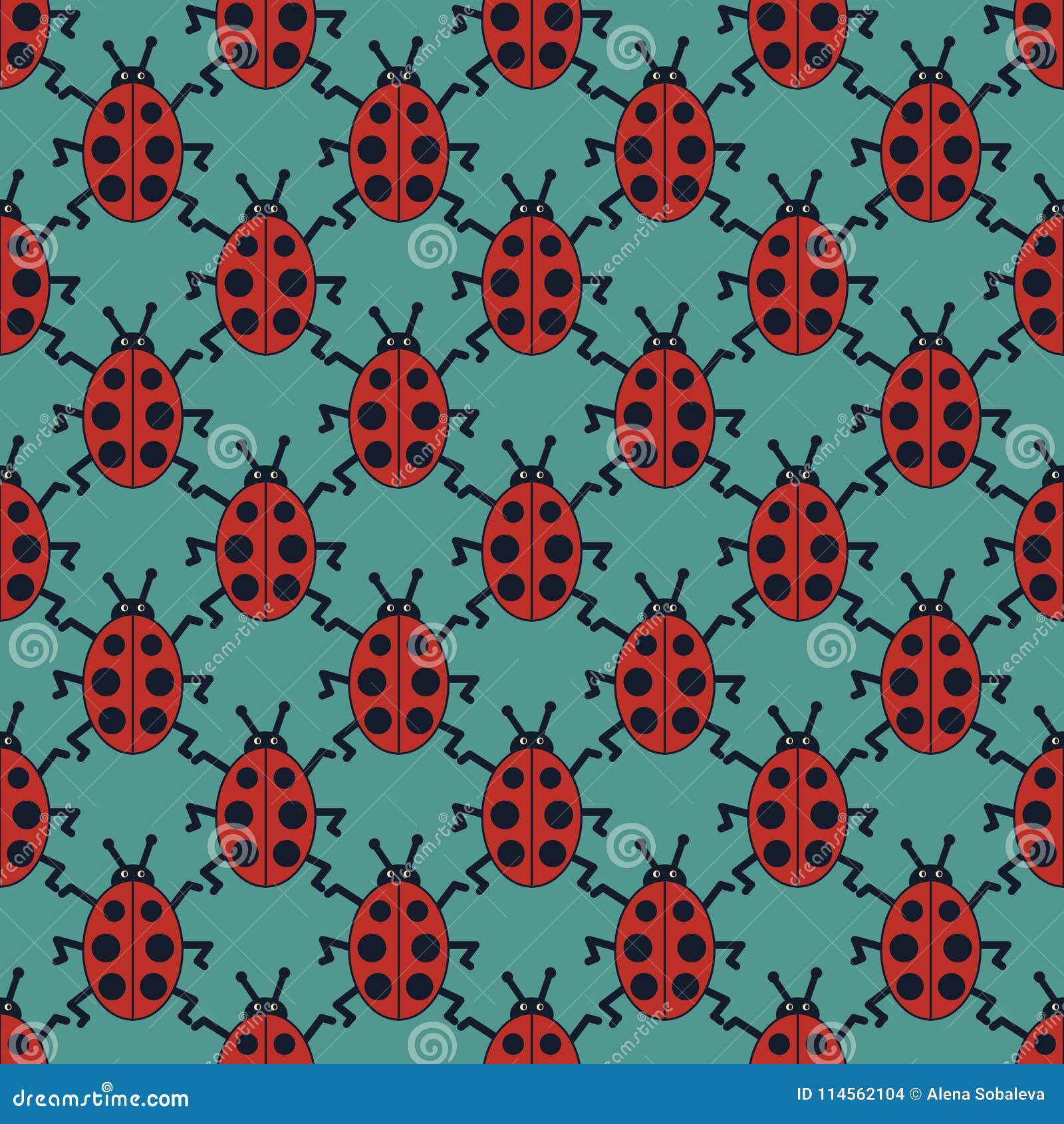 Cartoon Ladybugs. Insect Pattern, Forest Wildlife. Beetles Background ...