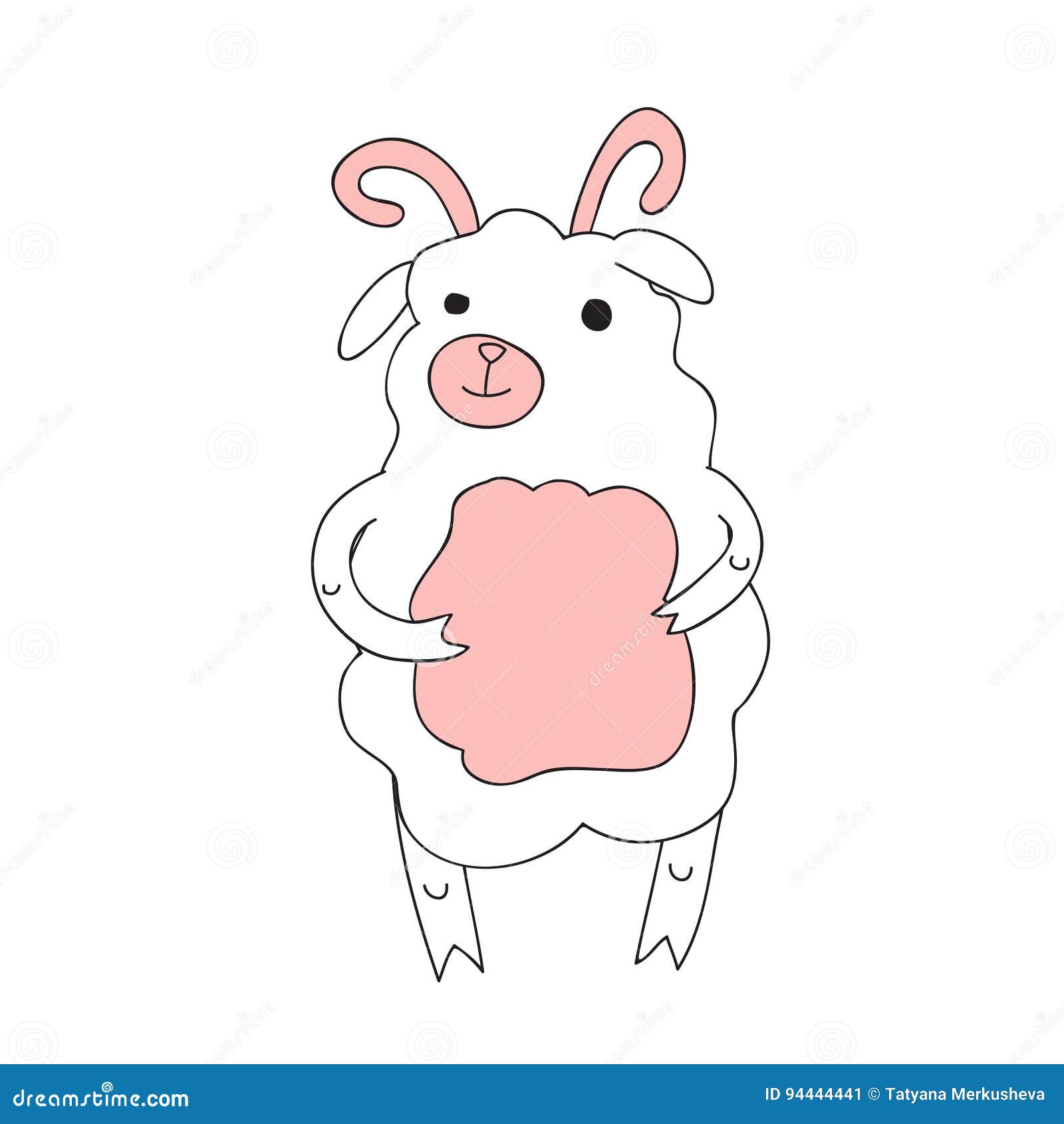 Cute Cartoon Lamb Character, Vector Isolated Illustration in Simple ...