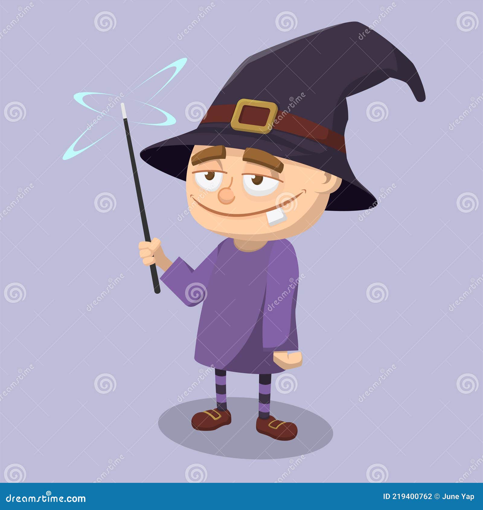 Cute Cartoon Lazy Face Wizard Stock Vector - Illustration of character ...
