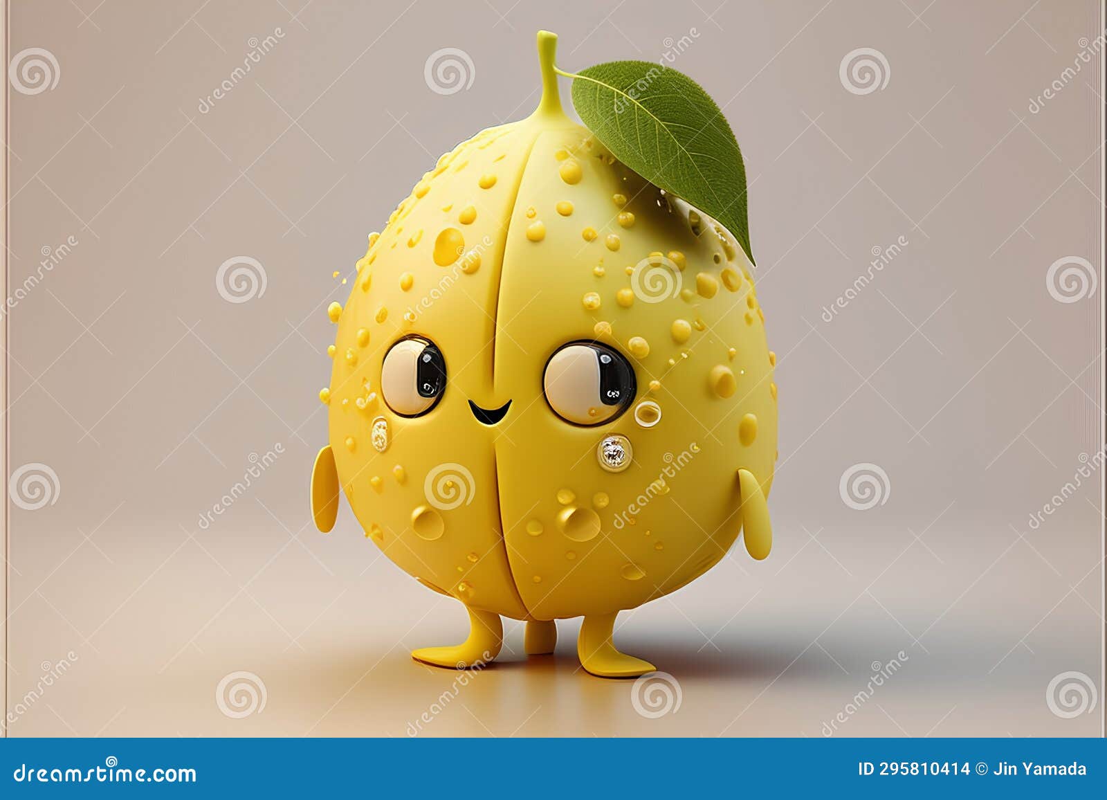 Cute Cartoon Lemon Character with Eyes and Mouth. 3d Rendering Stock ...