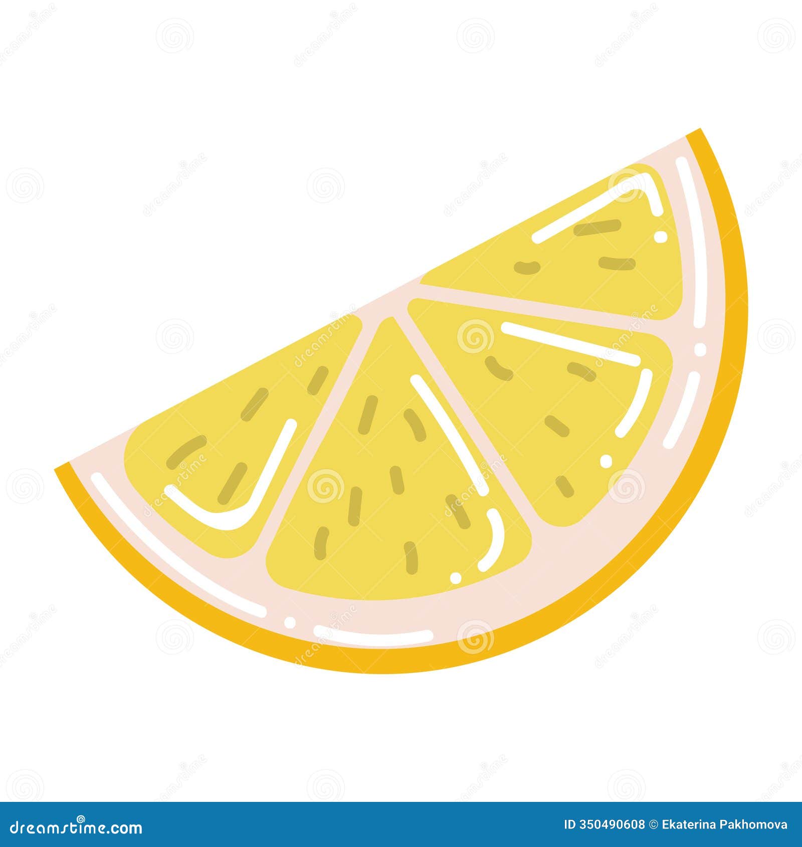 Cute Cartoon Lemon Slice in Flat Style. Stock Vector - Illustration of ...