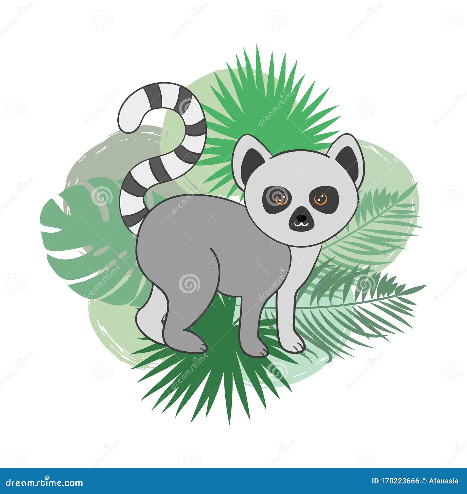 Cute Lemur Cartoon Vector Illustration | CartoonDealer.com #70796300