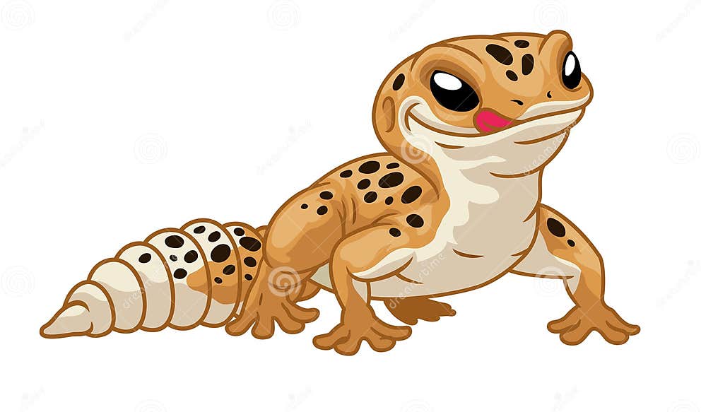 Cute cartoon leopard gecko stock vector. Illustration of cute - 229417196