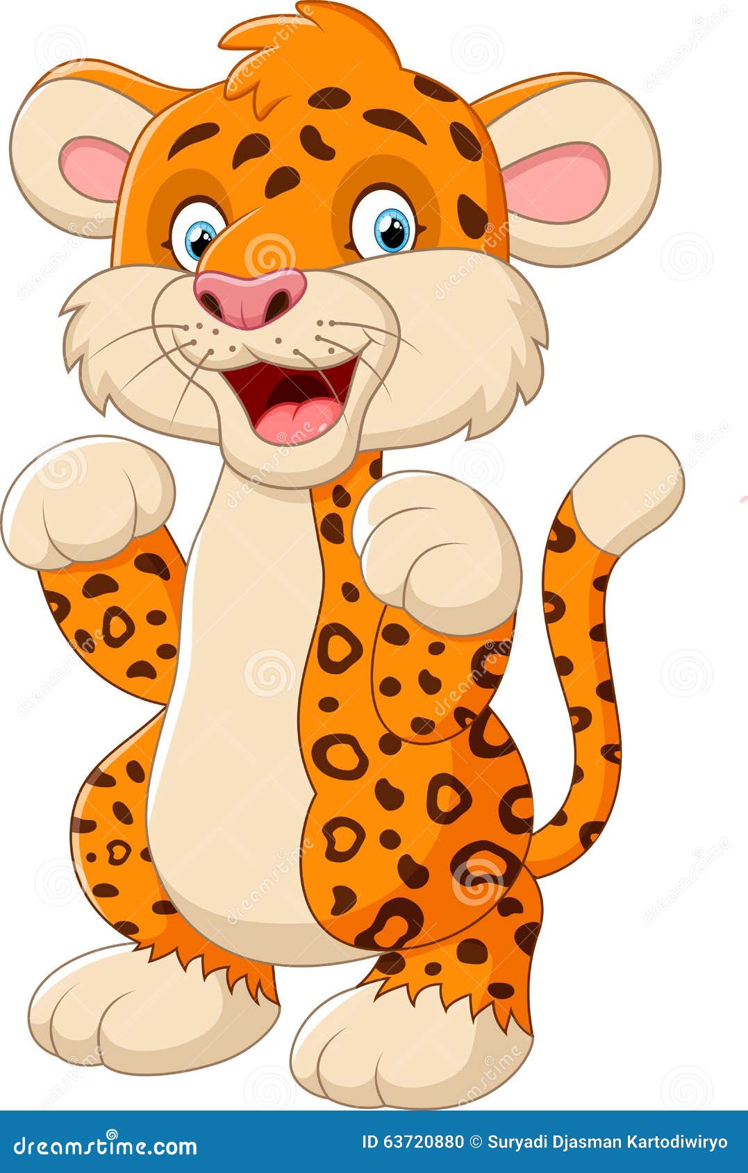 Cute Cartoon Leopard Waving Hand Stock Vector - Illustration of ...