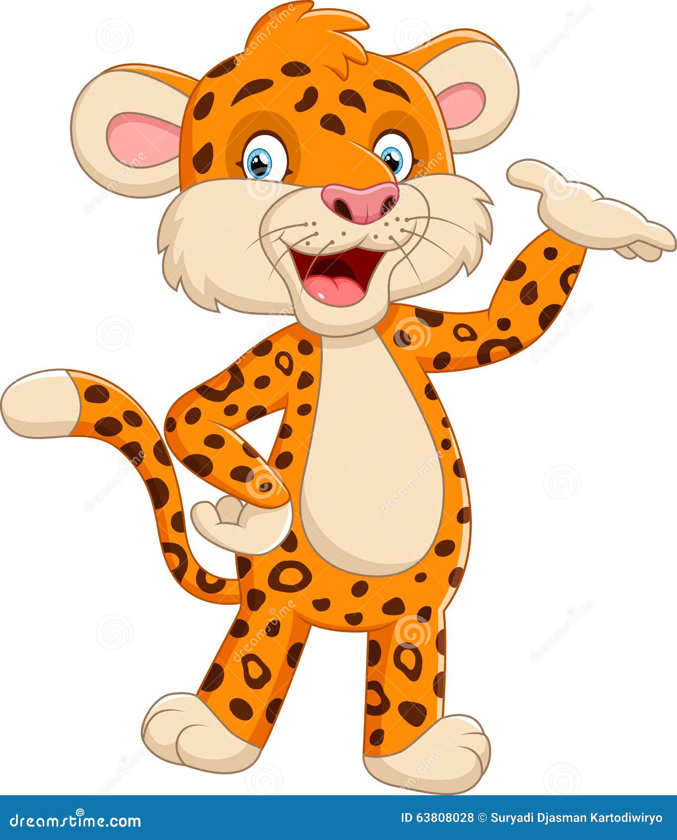 Cute Cartoon Leopard Waving Hand Stock Vector - Illustration of cheetah ...