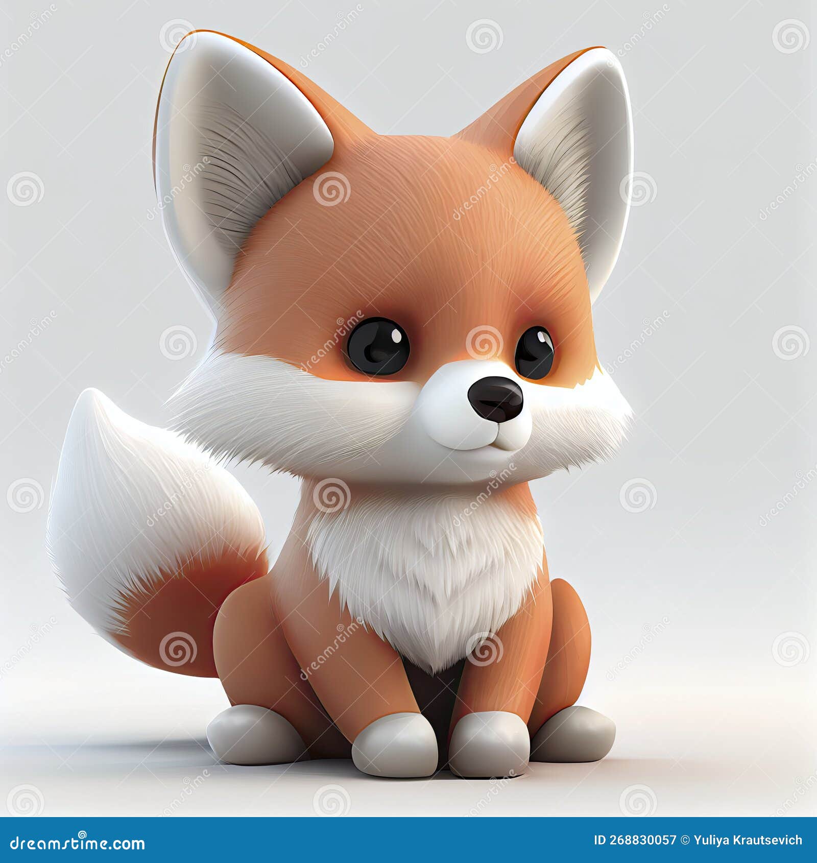 Cute Cartoon Little Fox, 3d Cartoon Character. Generative AI Stock ...