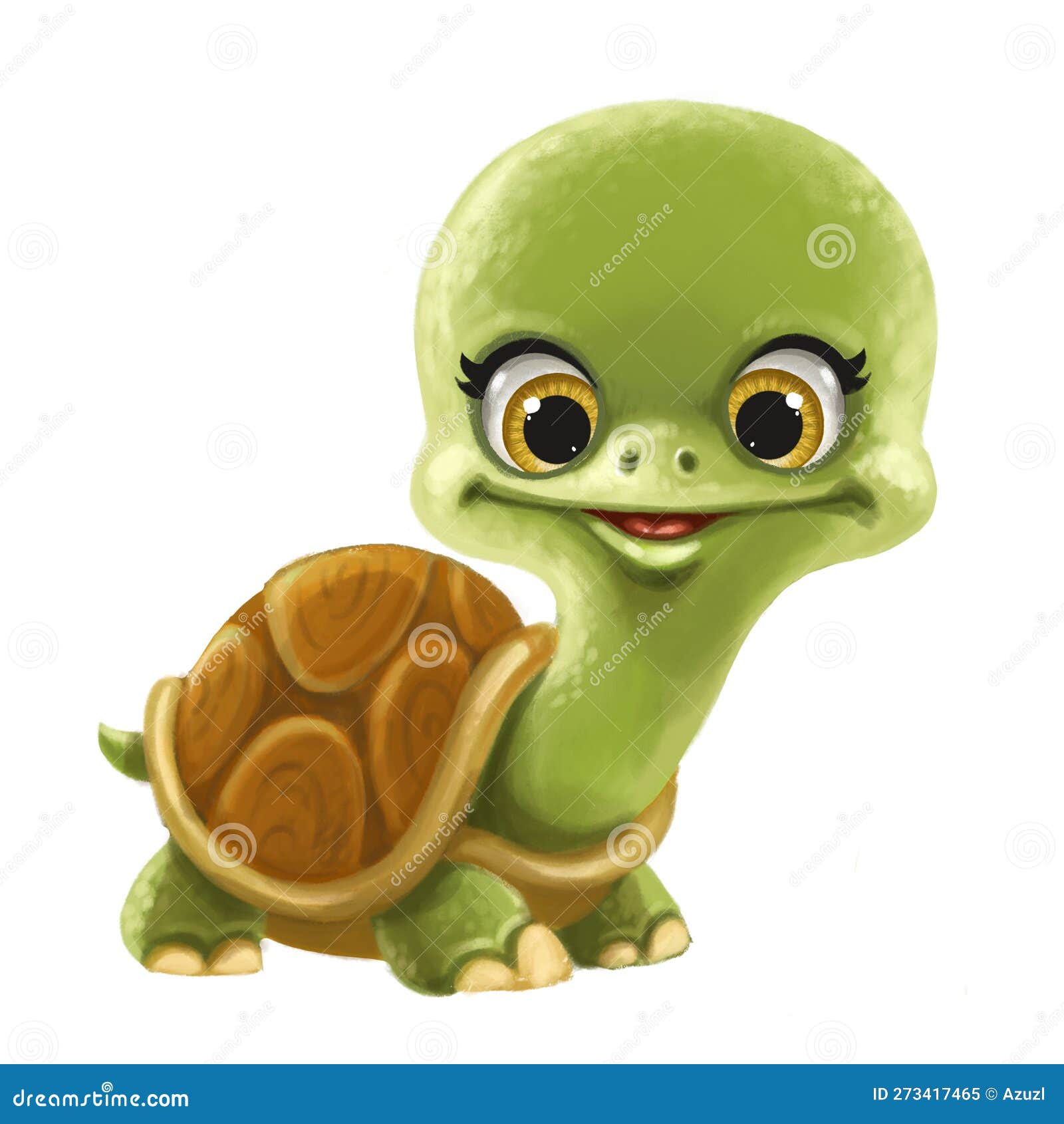 Cute Cartoon Little Turtle Isolated on a White Stock Illustration ...