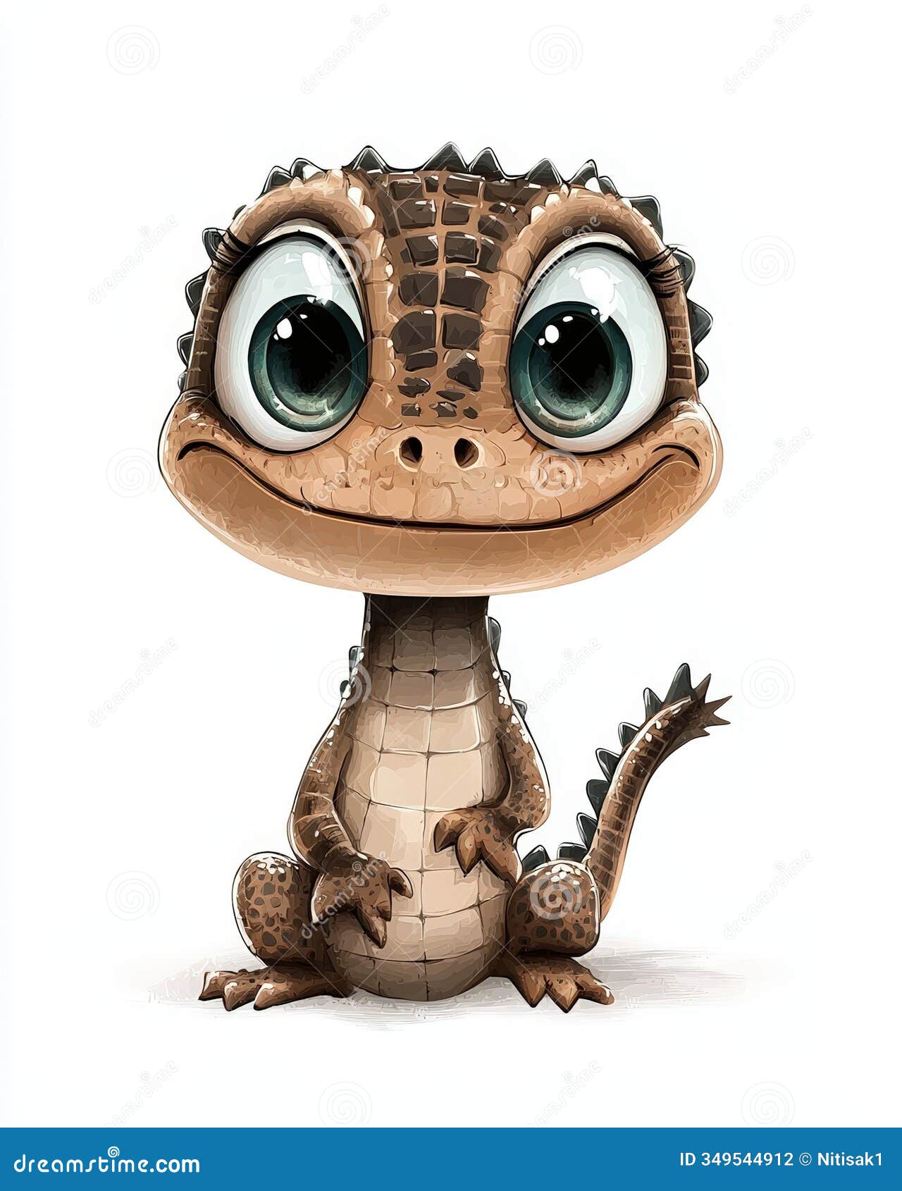 Cute Cartoon Lizard Character White Isolate Background Stock ...