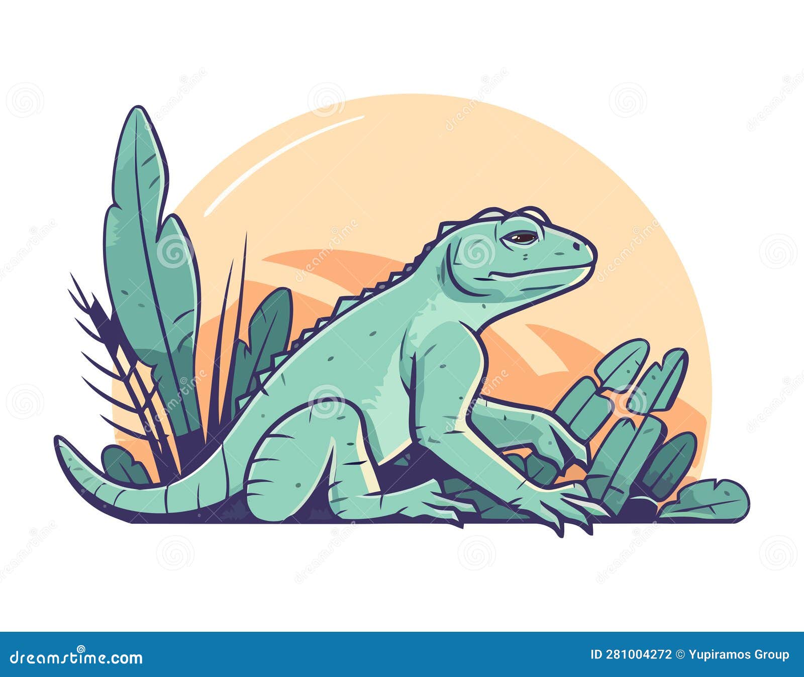 Cute Cartoon Lizard with Long Tail Isolated Stock Vector - Illustration ...