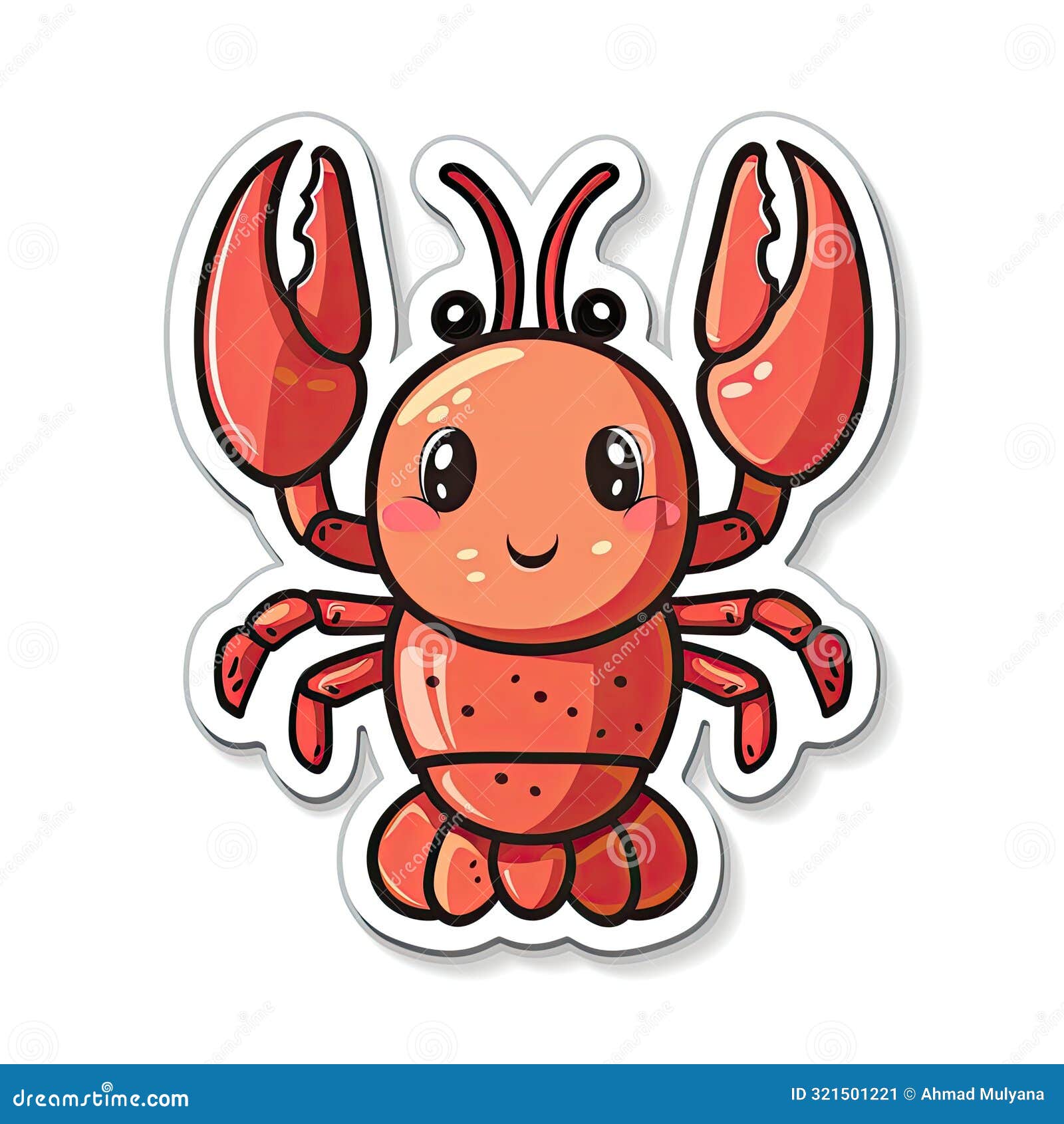 Cute Cartoon Lobster Sticker with Claws and Antennae Generated with AI ...