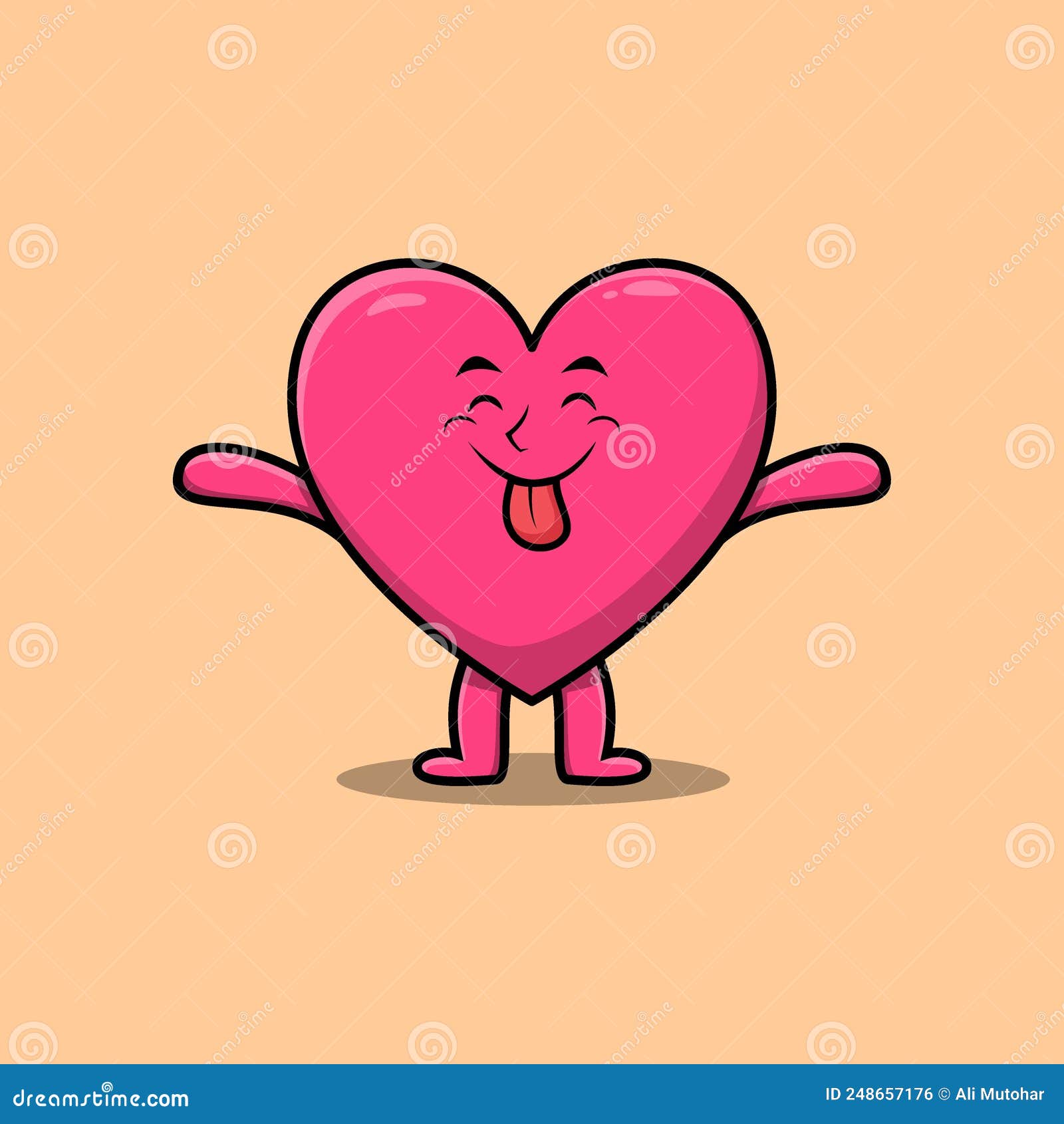 Cute Cartoon Lovely Heart with Flashy Expression Stock Vector ...