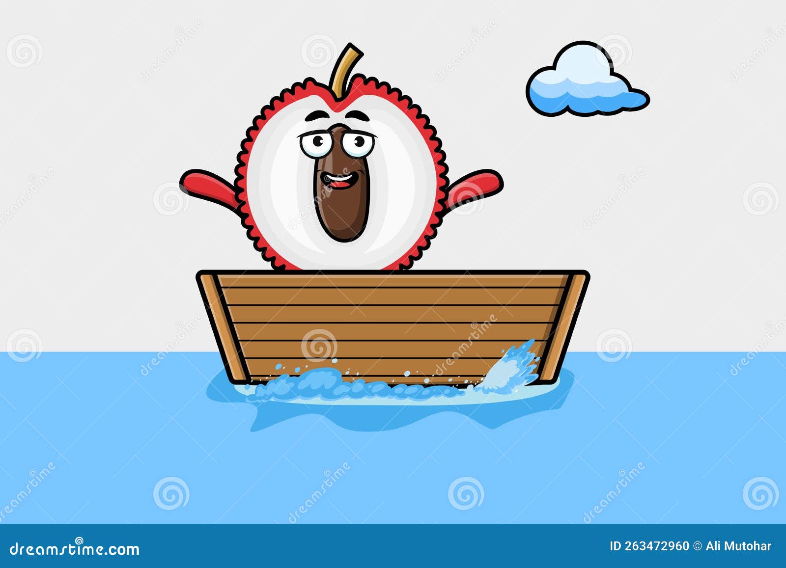 Cute Cartoon Lychee Get on Boat Stock Vector - Illustration of healthy ...
