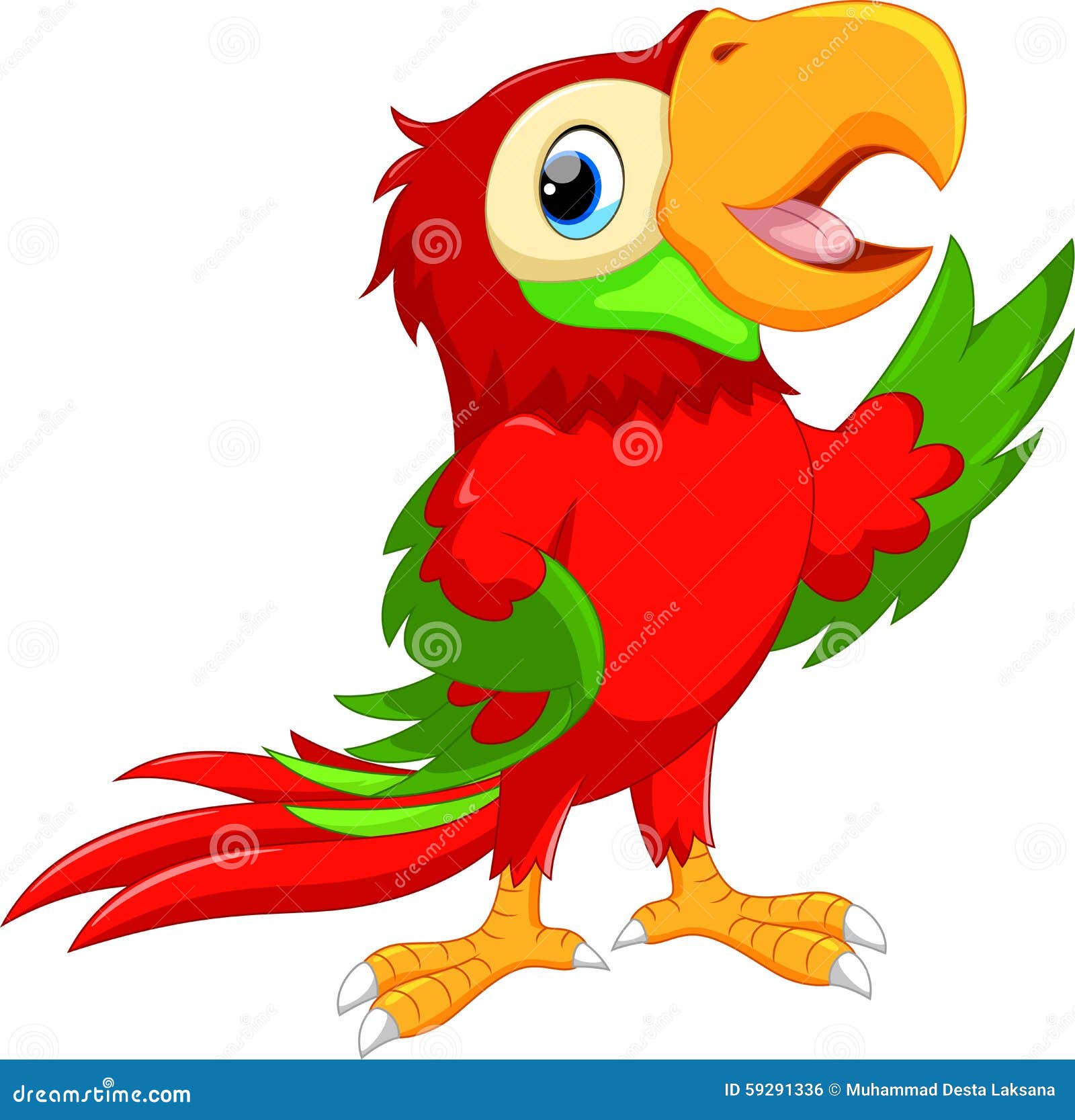 Cartoon Macaw Sitting On Beach Chair And Eating An Ice Cream Vector ...