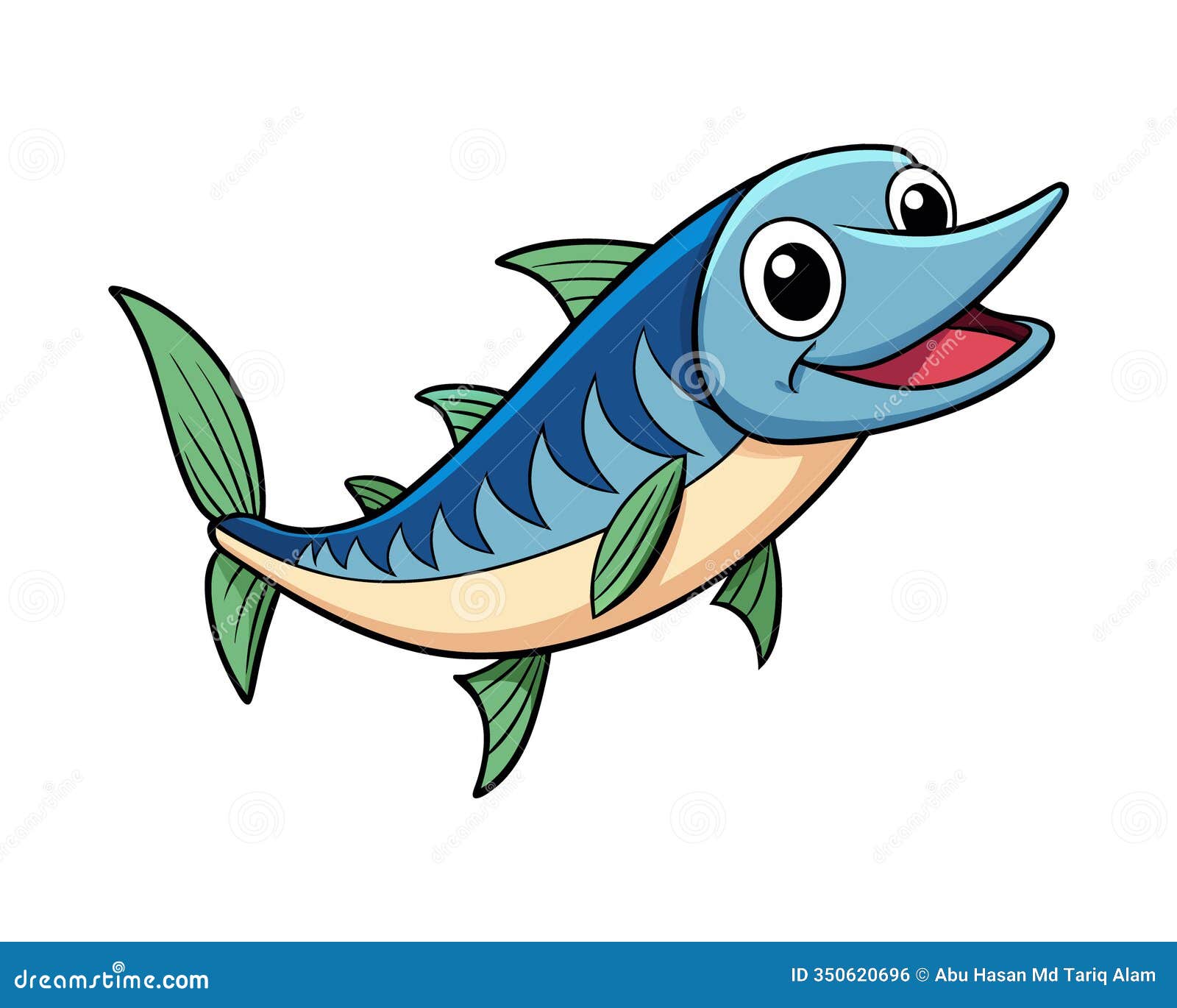 A Cute Cartoon Mackerel Fish Stock Vector - Illustration of perfect ...