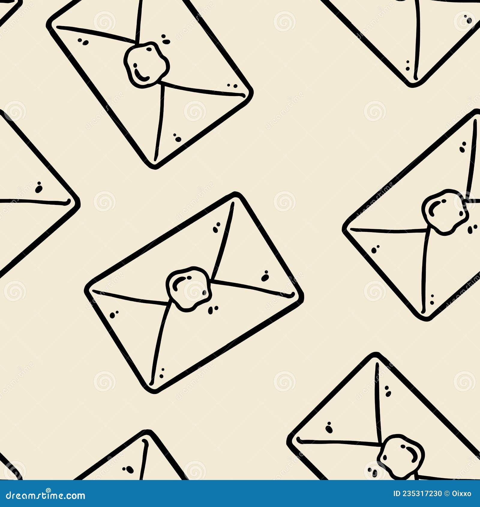 Cute Cartoon Mail Post Envelopes Doodles Seamless Border Pattern ...