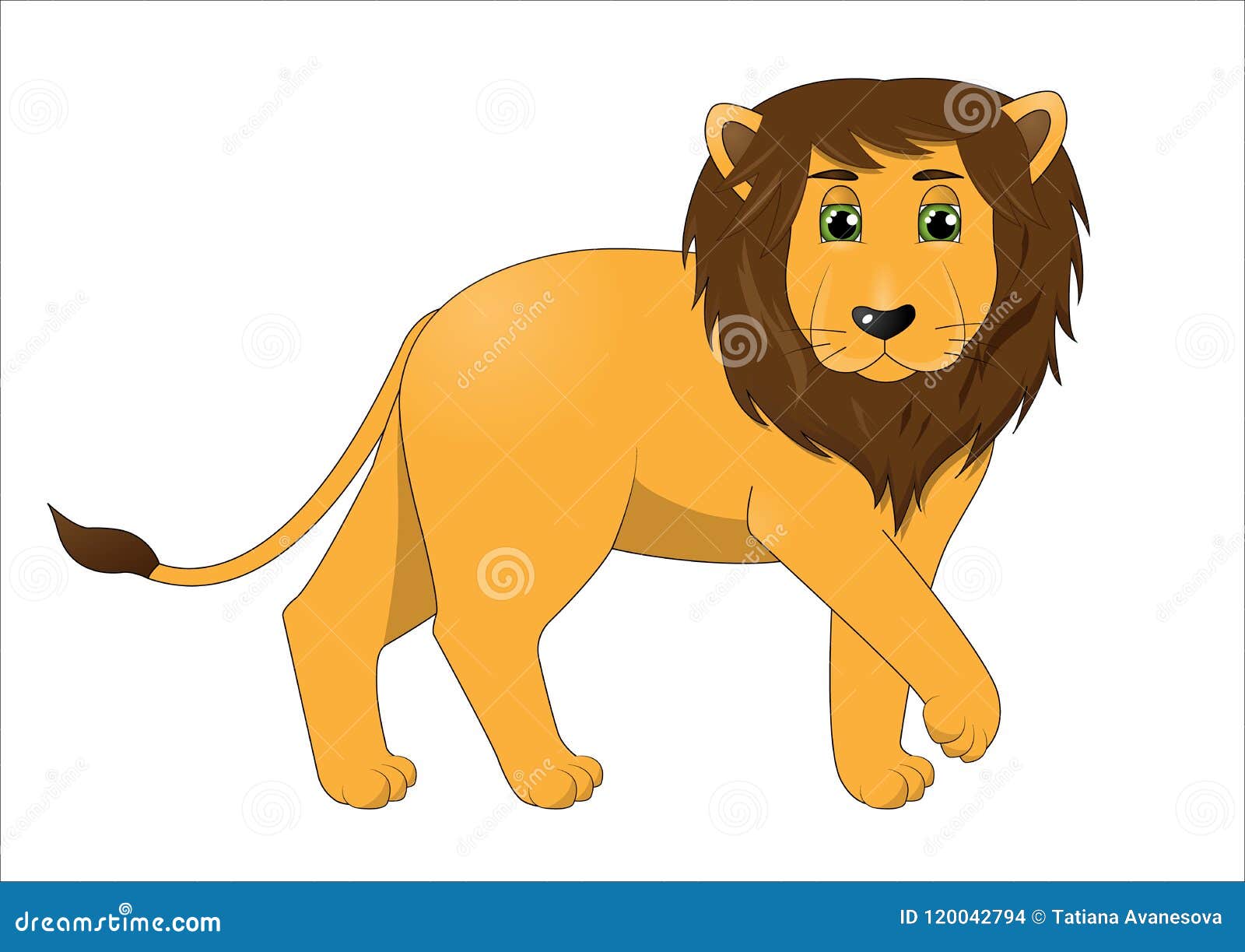 Cute cartoon male lion stock vector. Illustration of forest - 120042794