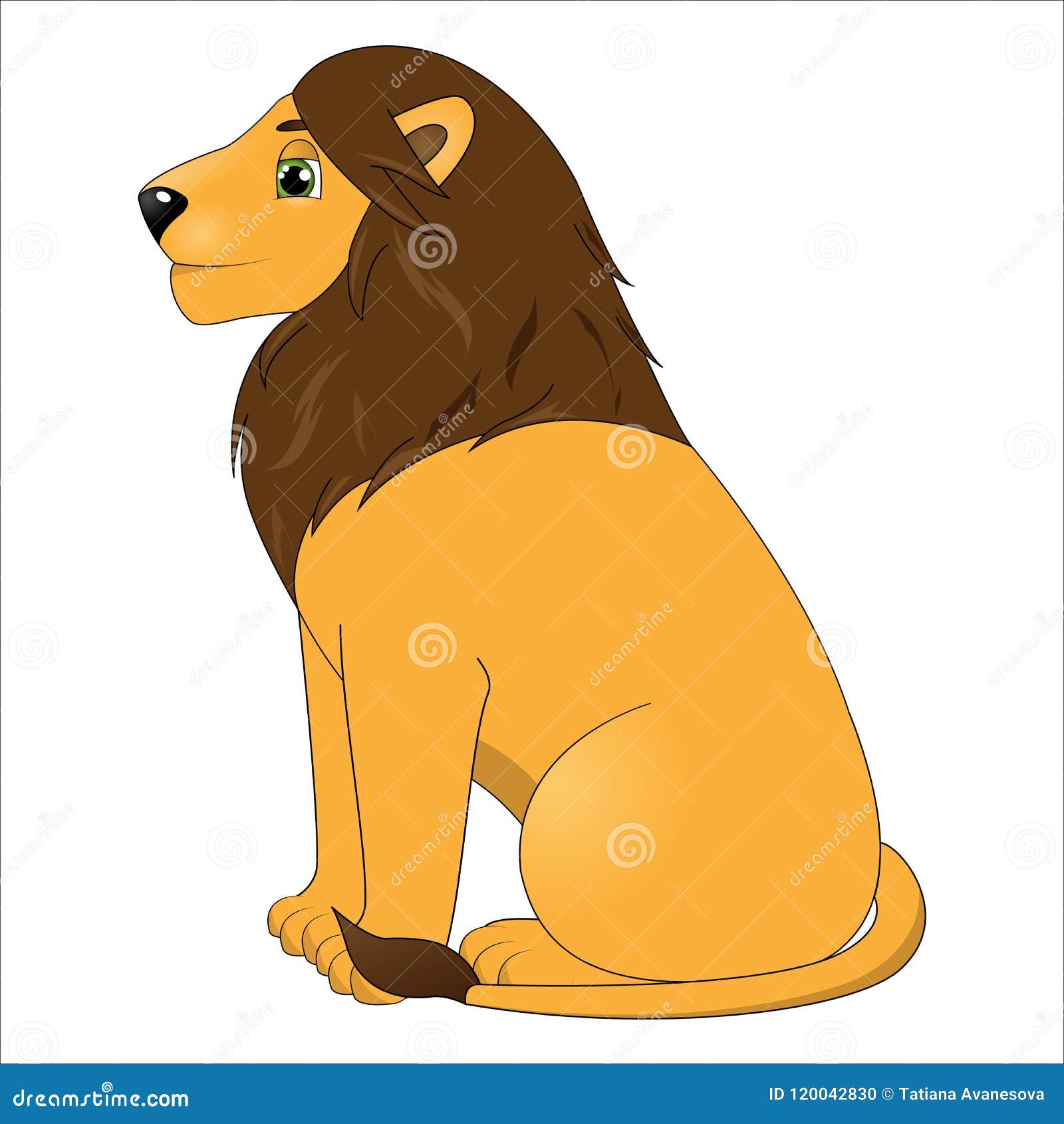 Cute cartoon male lion stock illustration. Illustration of mammal ...