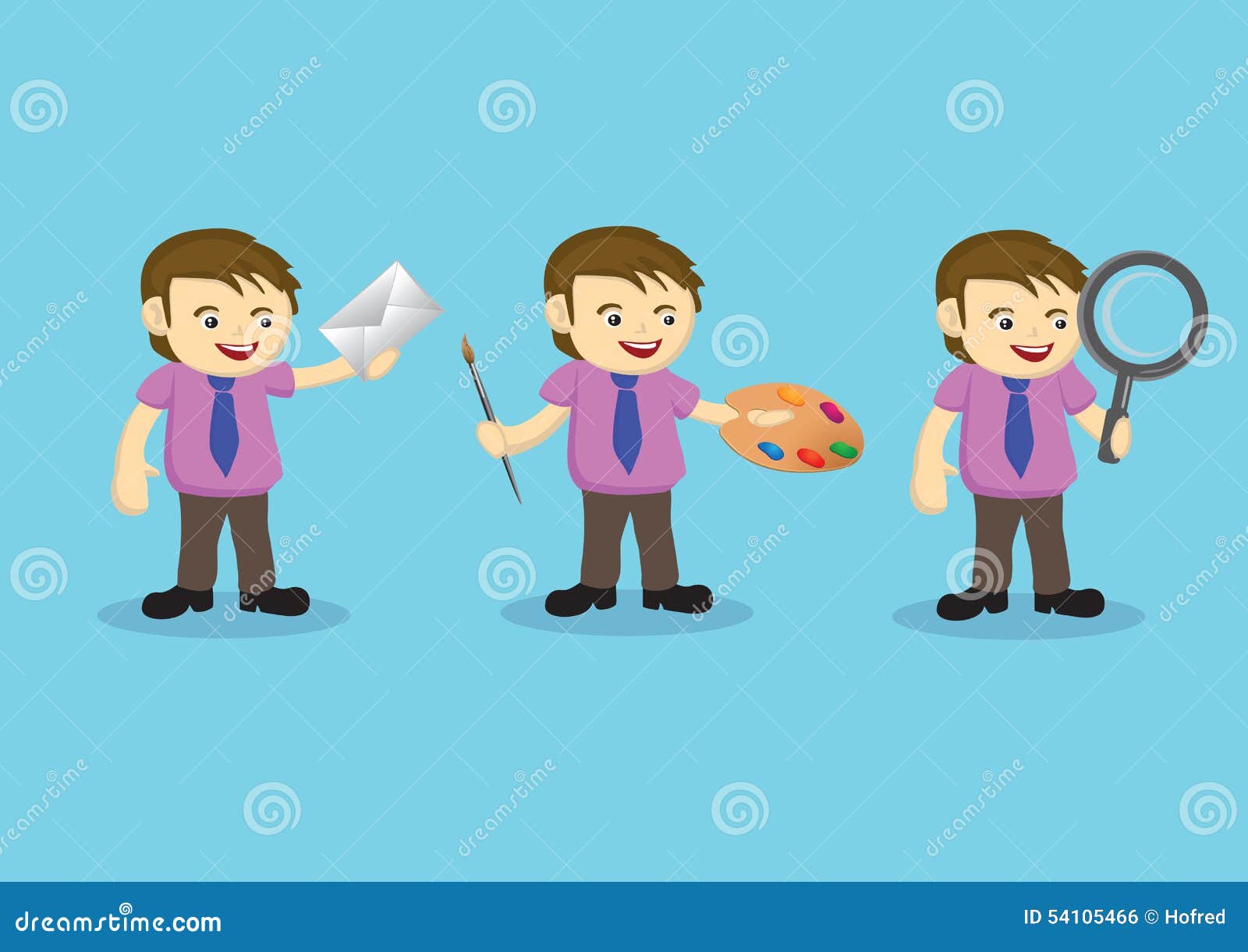 Cute Cartoon Man in Different Jobs Vector Illustration Stock Vector ...
