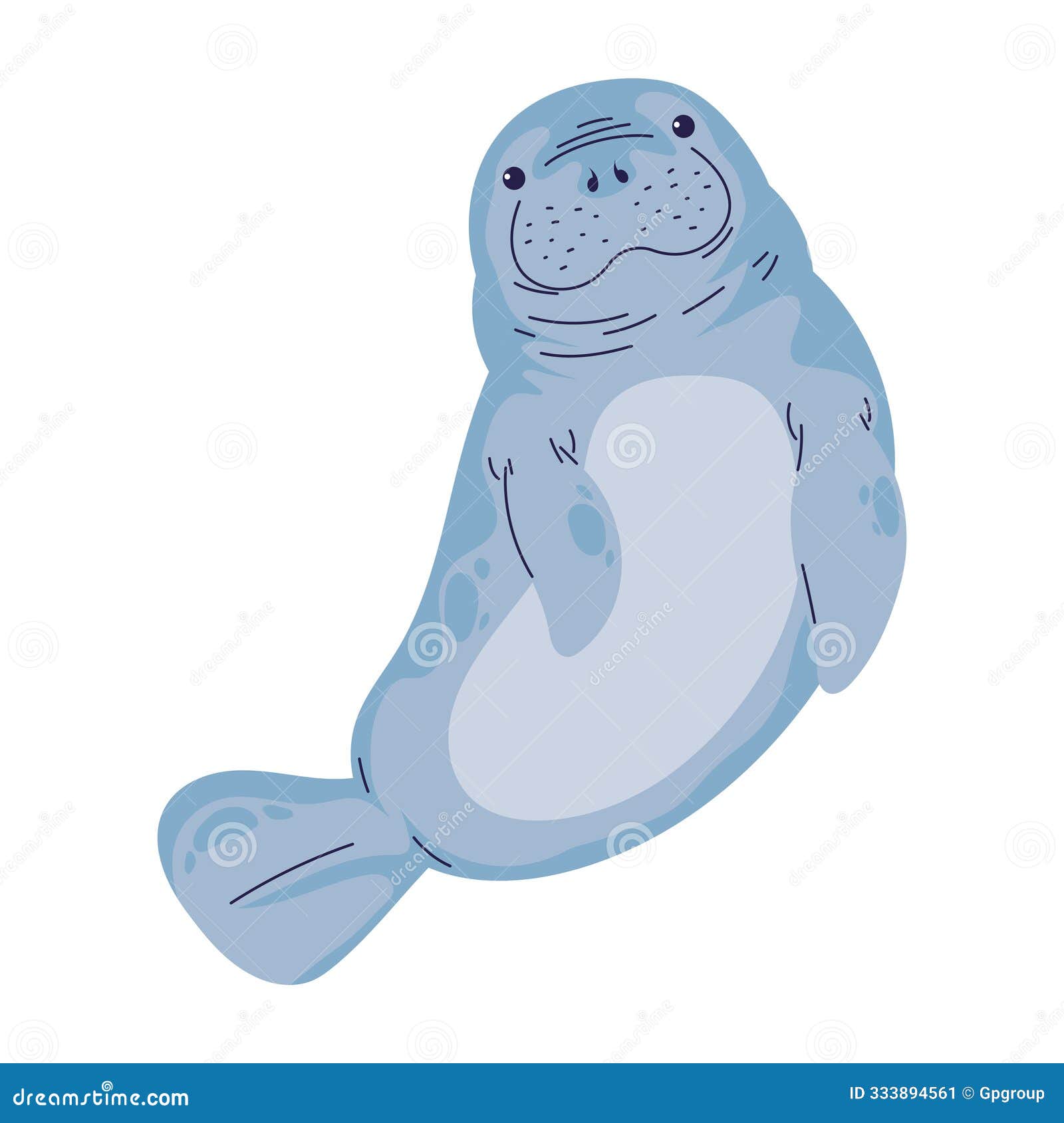 Cute cartoon manatee stock illustration. Illustration of funny - 333894561