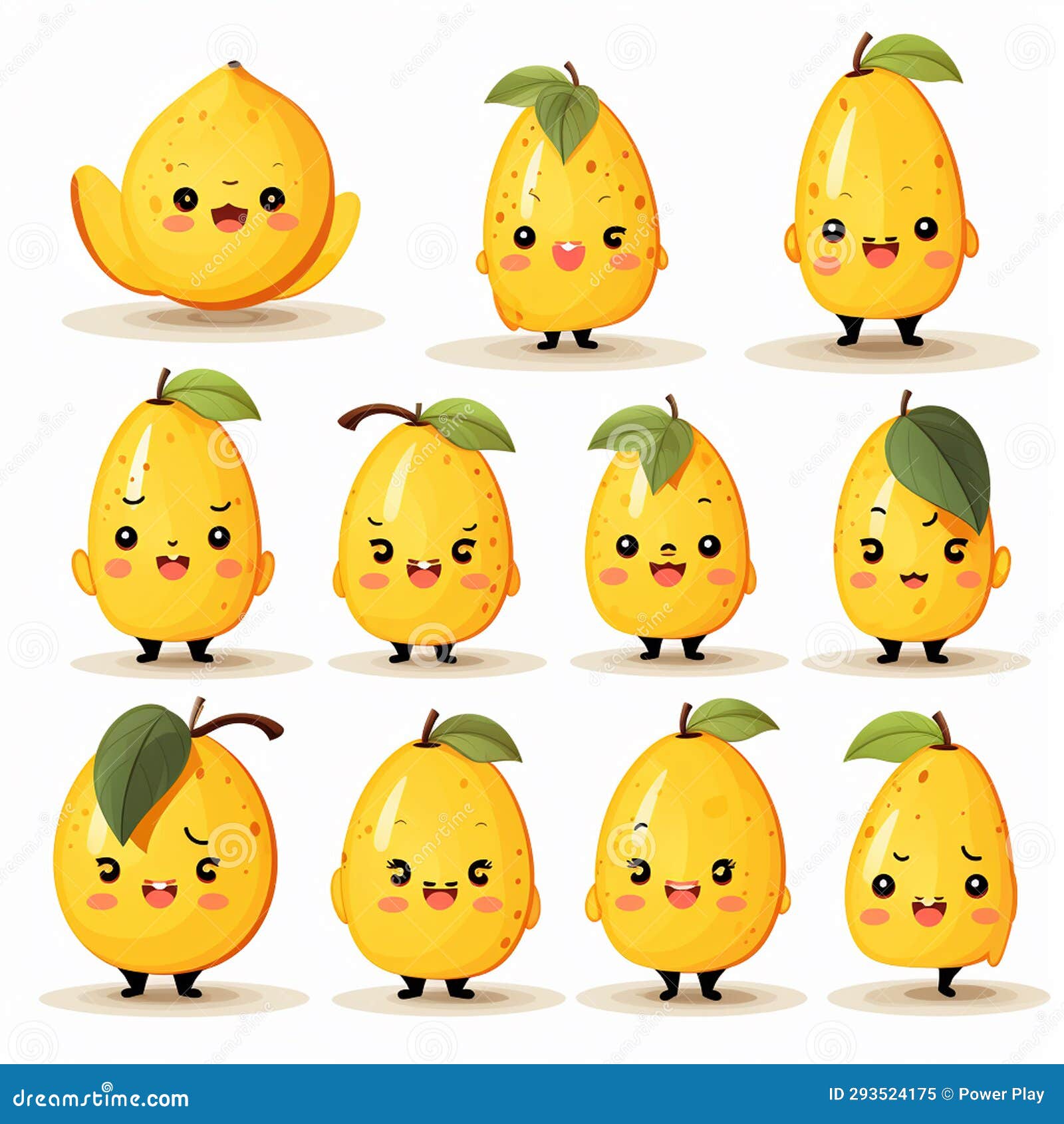 Mango Chibi Cartoon Style Isolated Plain Background By AI Generated ...