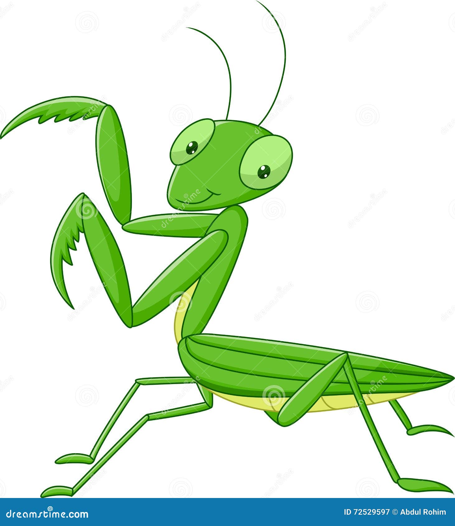 Cute Cartoon Mantis Isolated on White Background Stock Vector ...