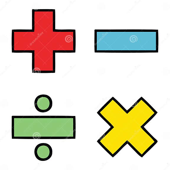 Cute Cartoon of a Math Symbols Stock Vector - Illustration of hand ...