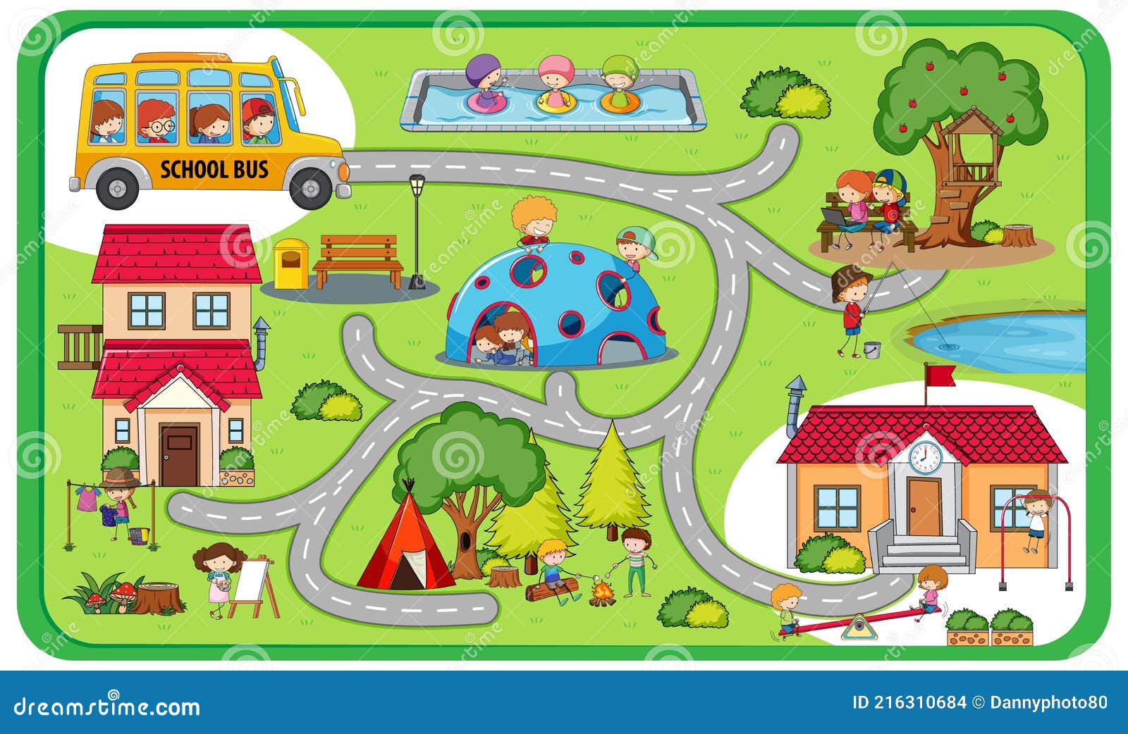 Cute Cartoon Maze Game Template Stock Vector - Illustration of ...