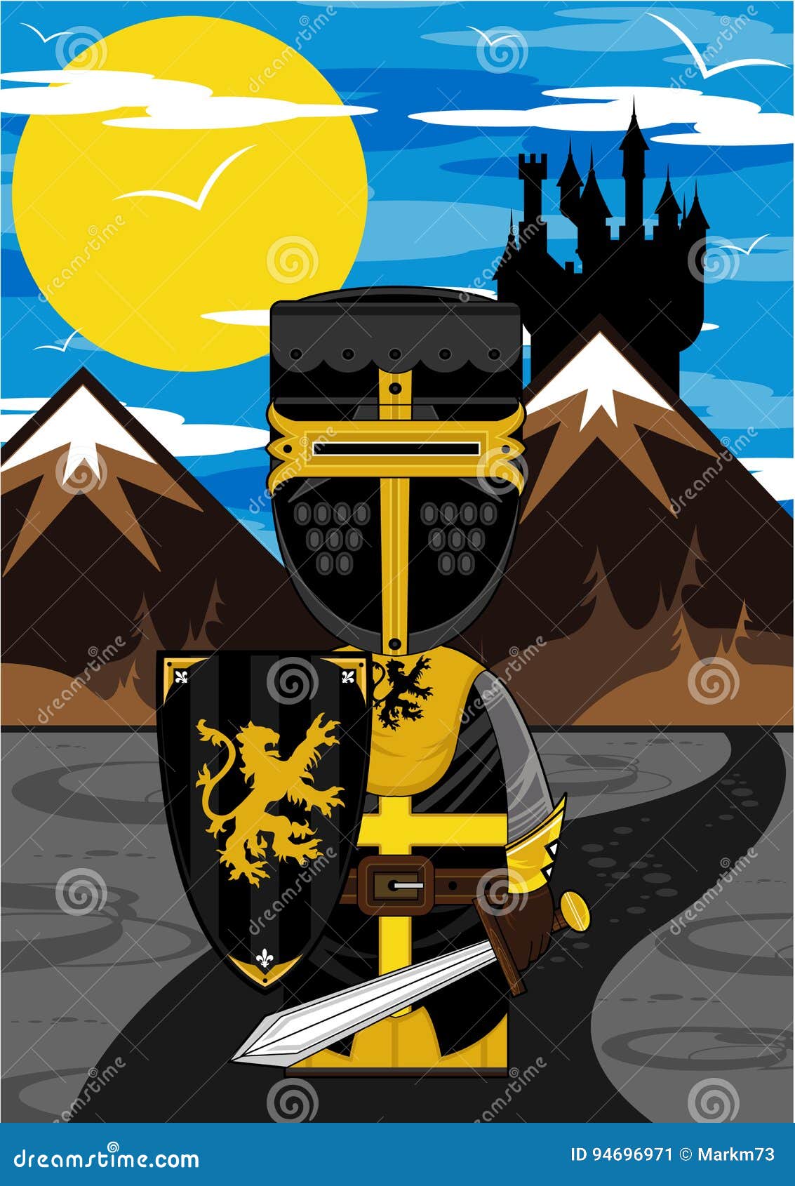 Cute Cartoon Medieval Knight Stock Vector - Illustration of warfare ...