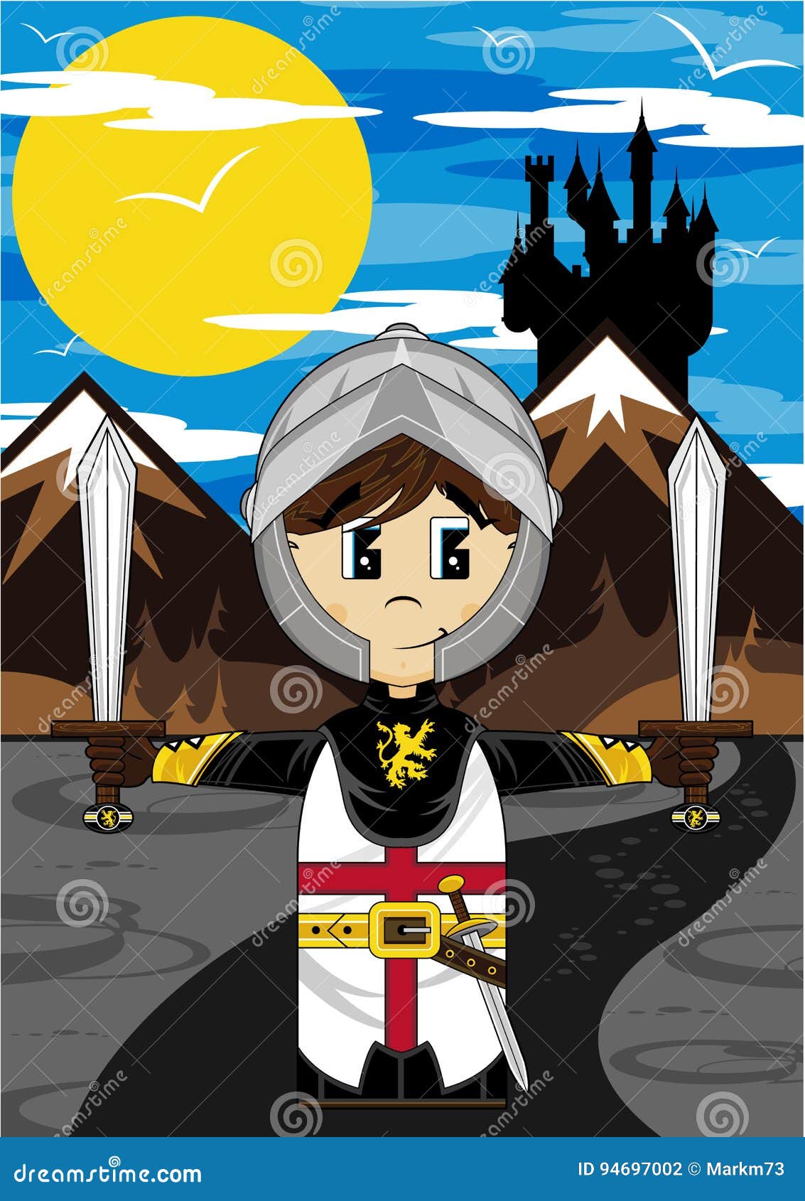Cute Cartoon Medieval Knight Stock Vector - Illustration of warfare ...