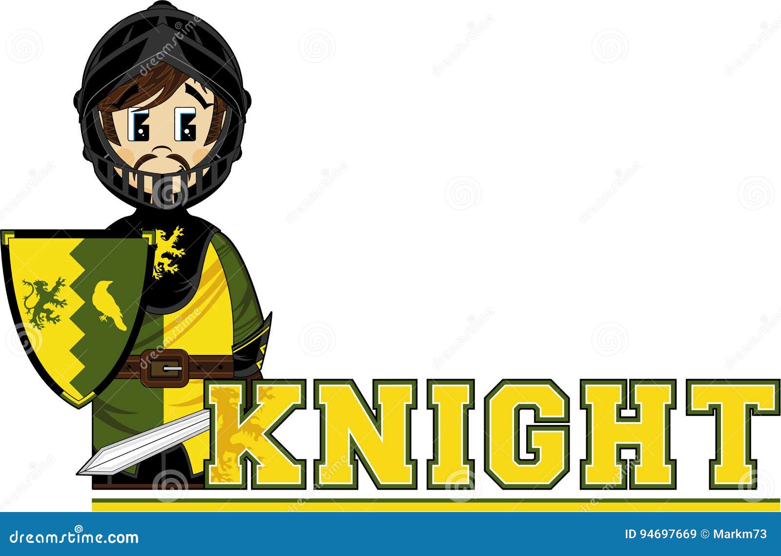 Cute Cartoon Medieval Knight Stock Vector - Illustration of heraldic ...