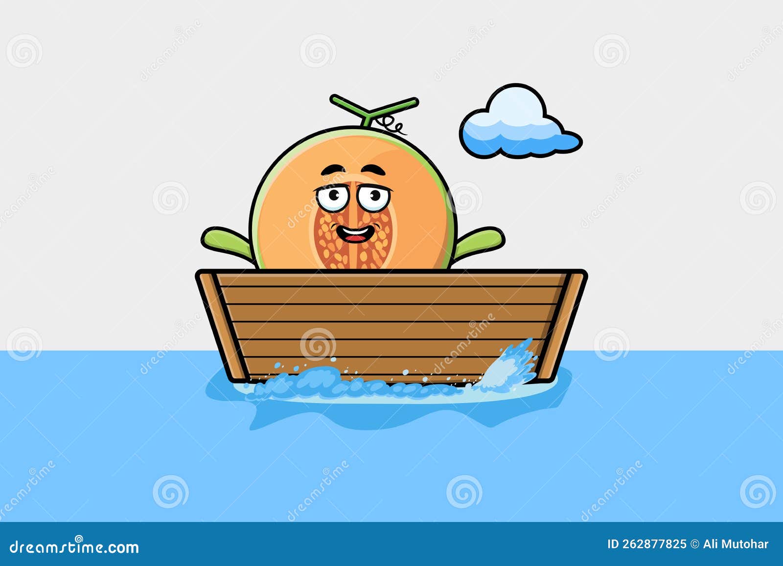 Cute Cartoon Melon Get on Boat Illustration Stock Vector - Illustration ...