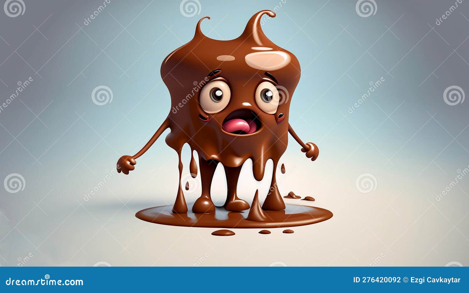 Cute Cartoon Melting Chocolate Character, Generative Ai Stock ...