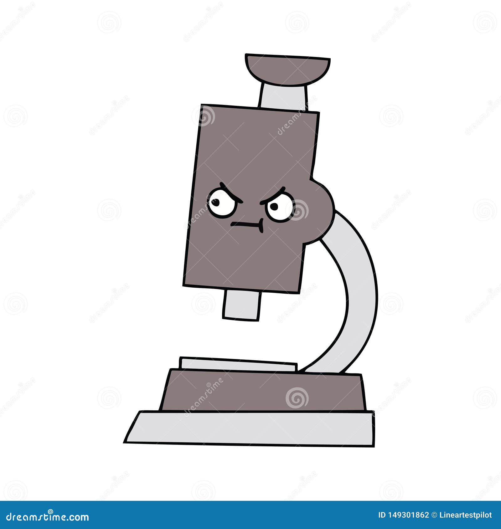 Cute cartoon microscope stock vector. Illustration of freehand - 149301862