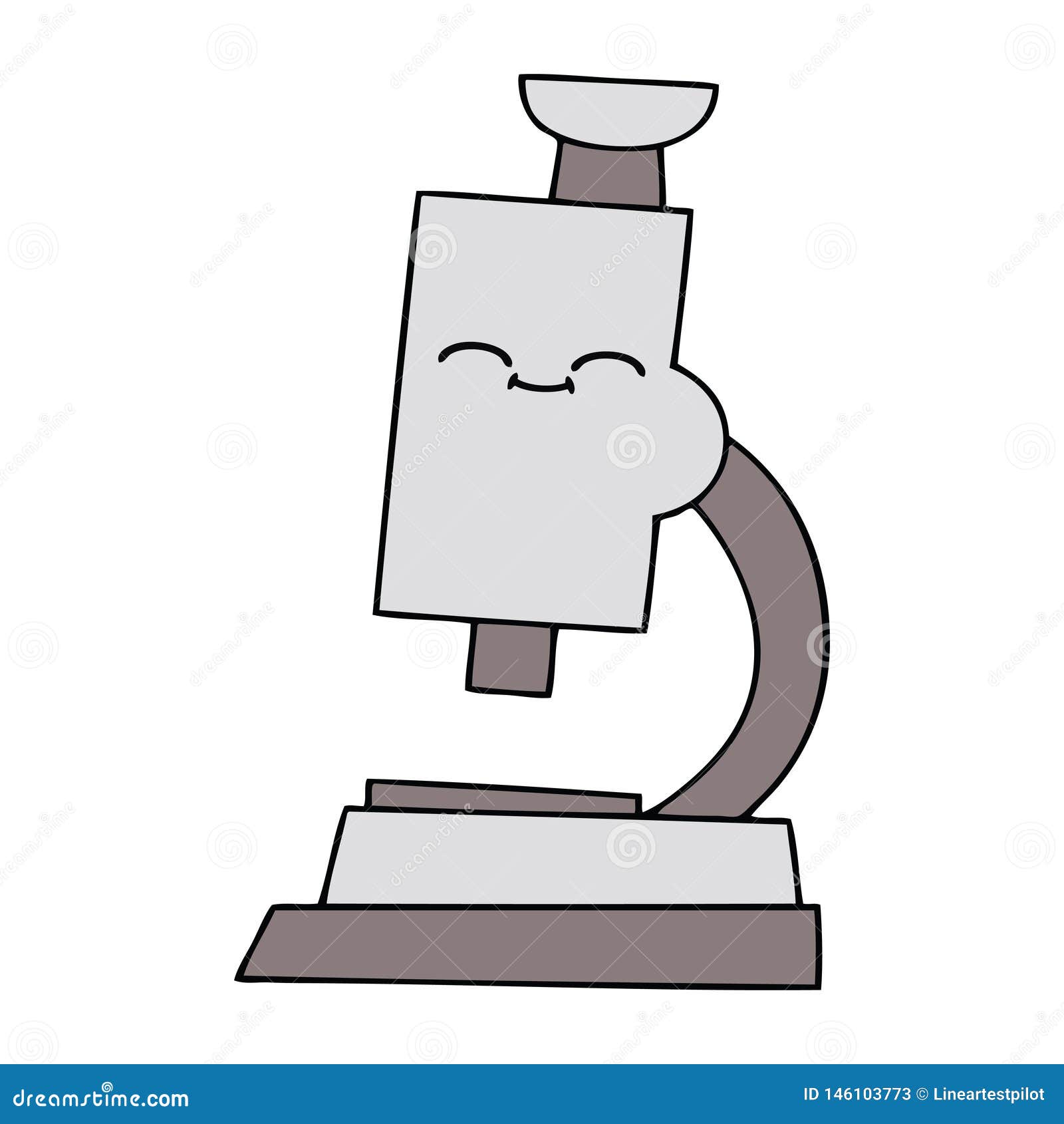 Cute Cartoon of a Microscope Stock Vector - Illustration of freehand ...