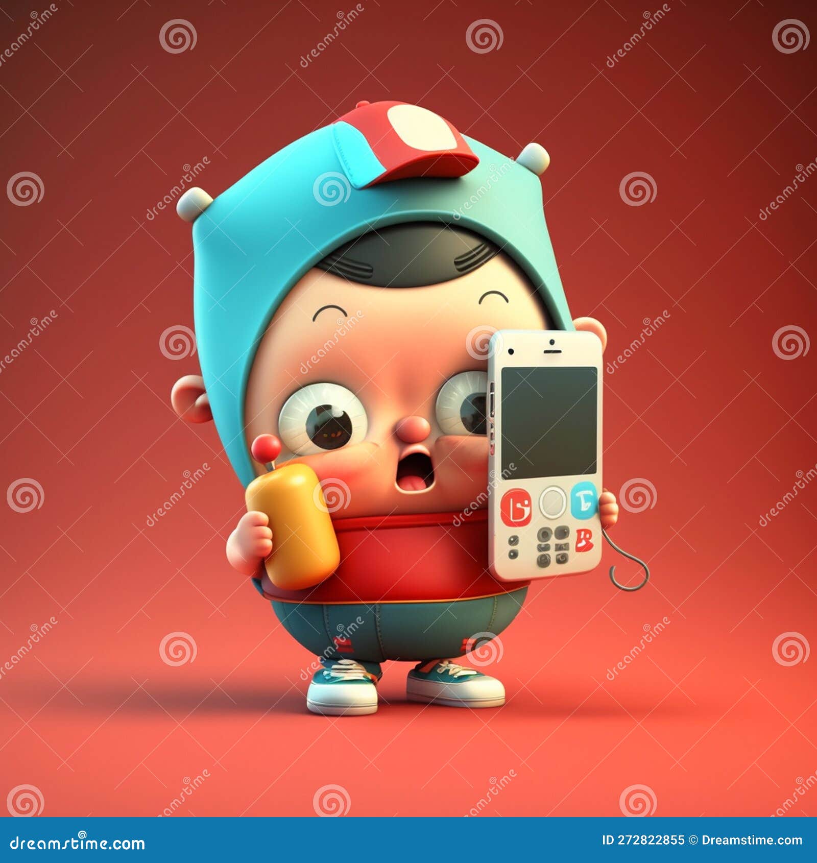 A Cute Cartoon Mobile Character Stock Illustration - Illustration of ...